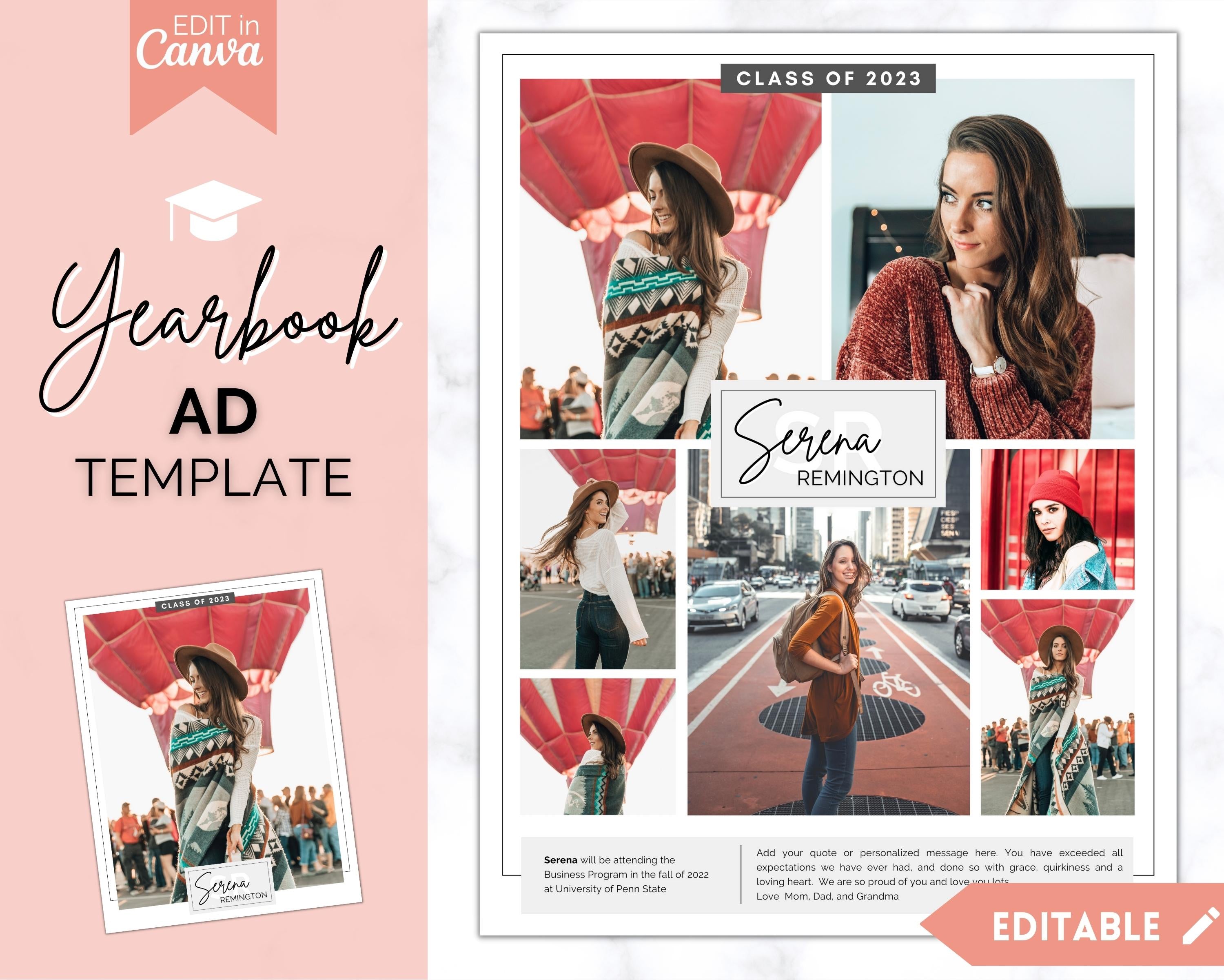 Yearbook AD Template Full Page | Senior & High School Graduation