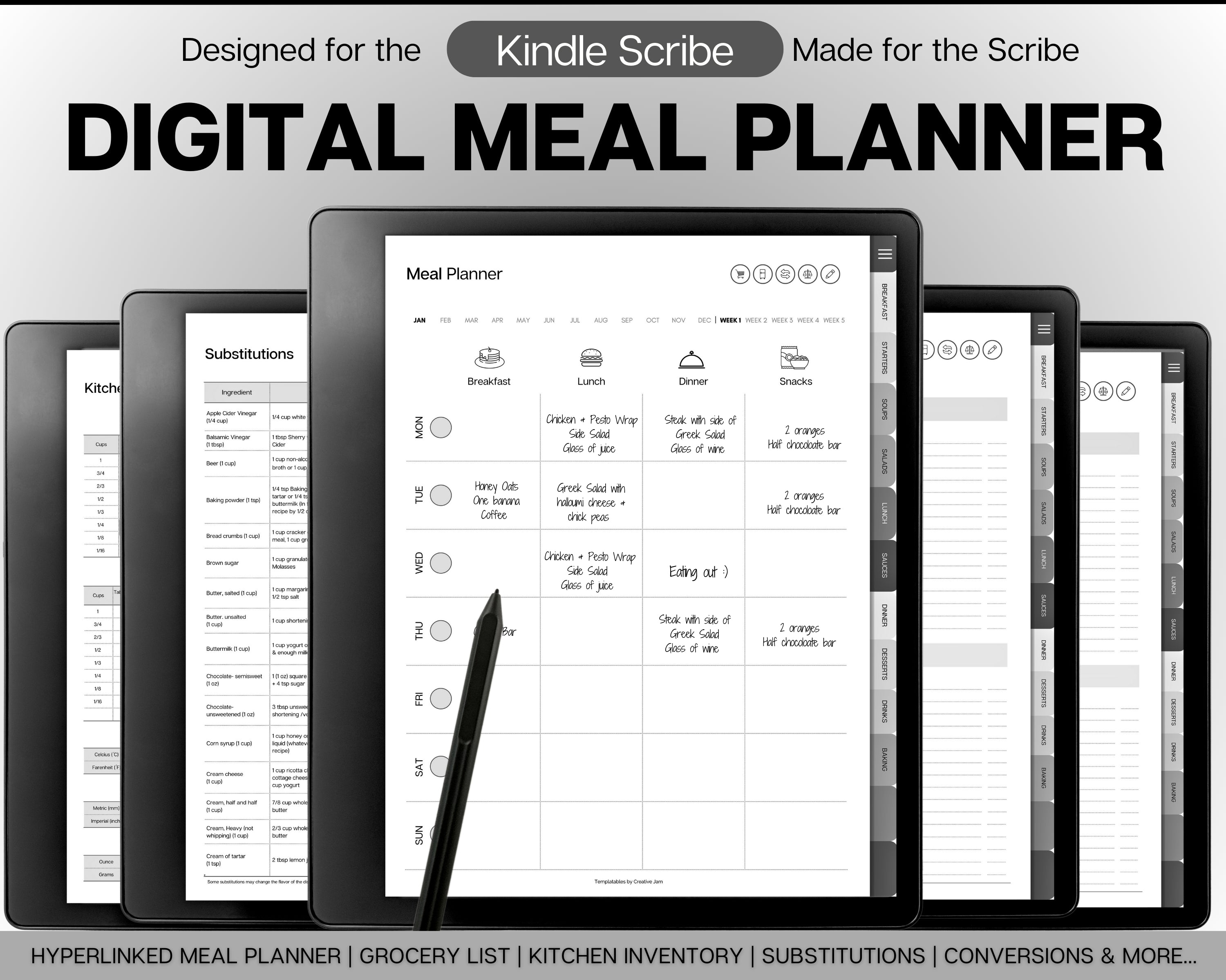 Weekly Meal Planner for the Kindle Scribe| Effortless Way To Plan Your ...