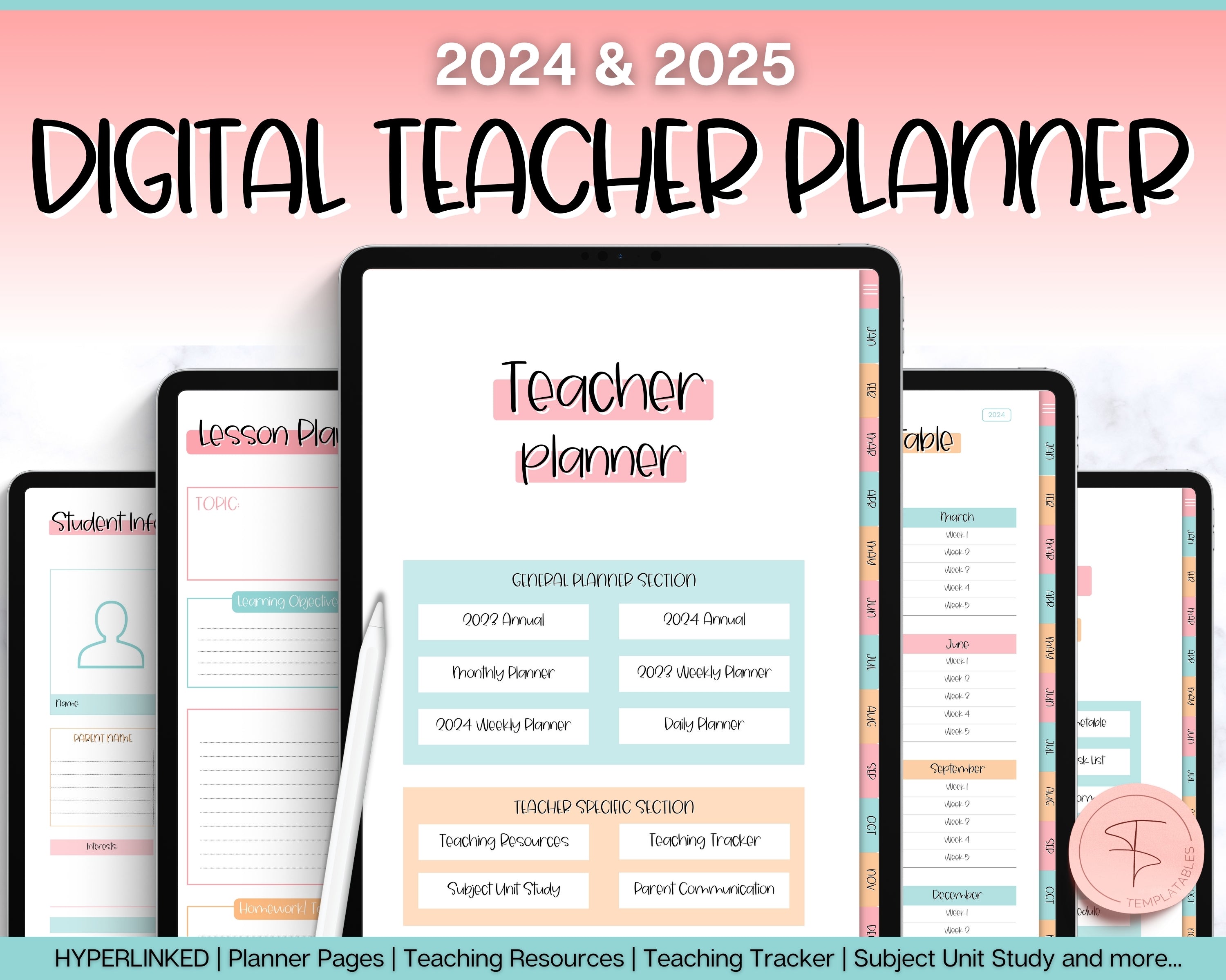 2024-25 Digital Teacher Planner - Academic GoodNotes Planner for iPad