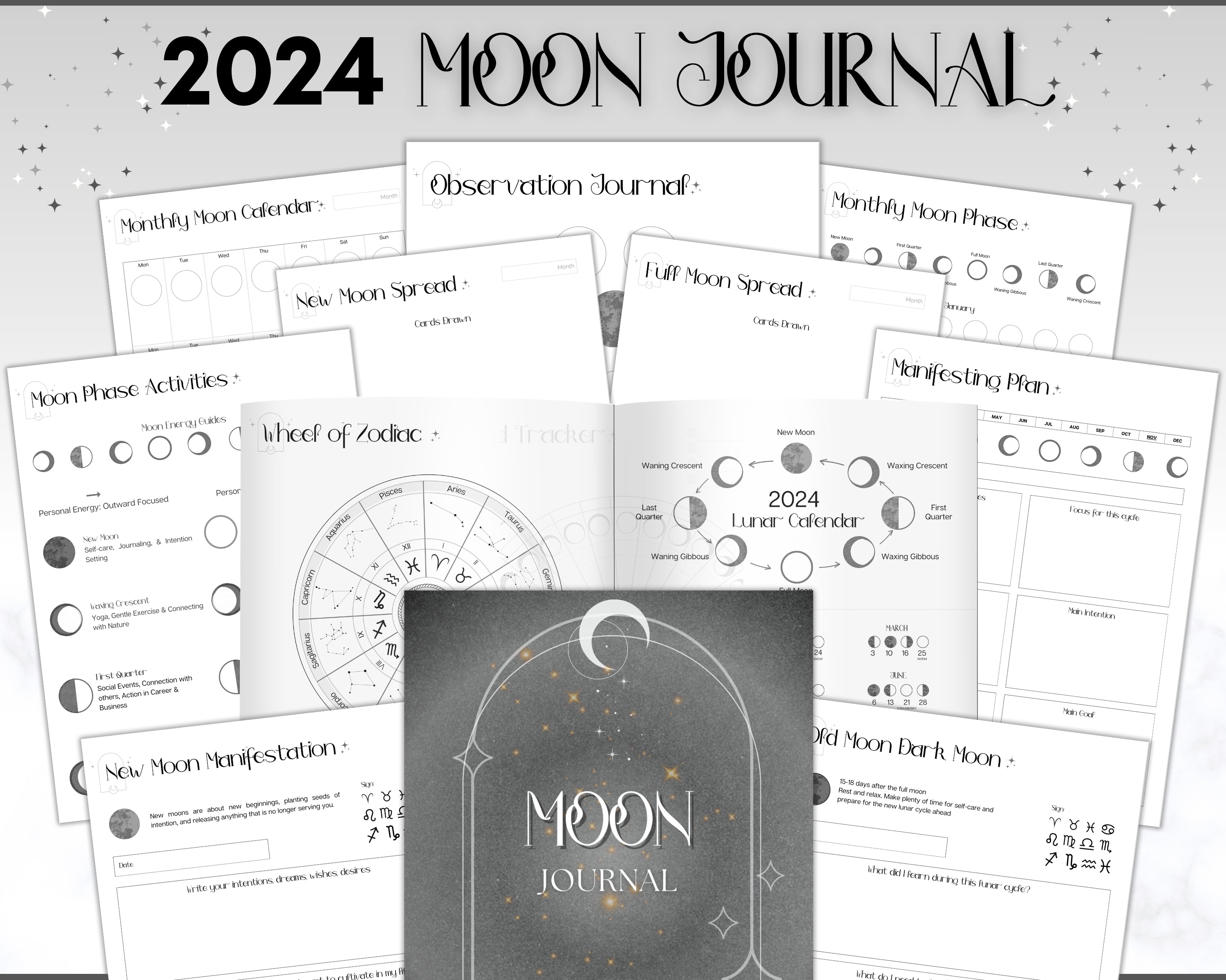 2024 Moon Journal | Keep track of life through the moon phases!