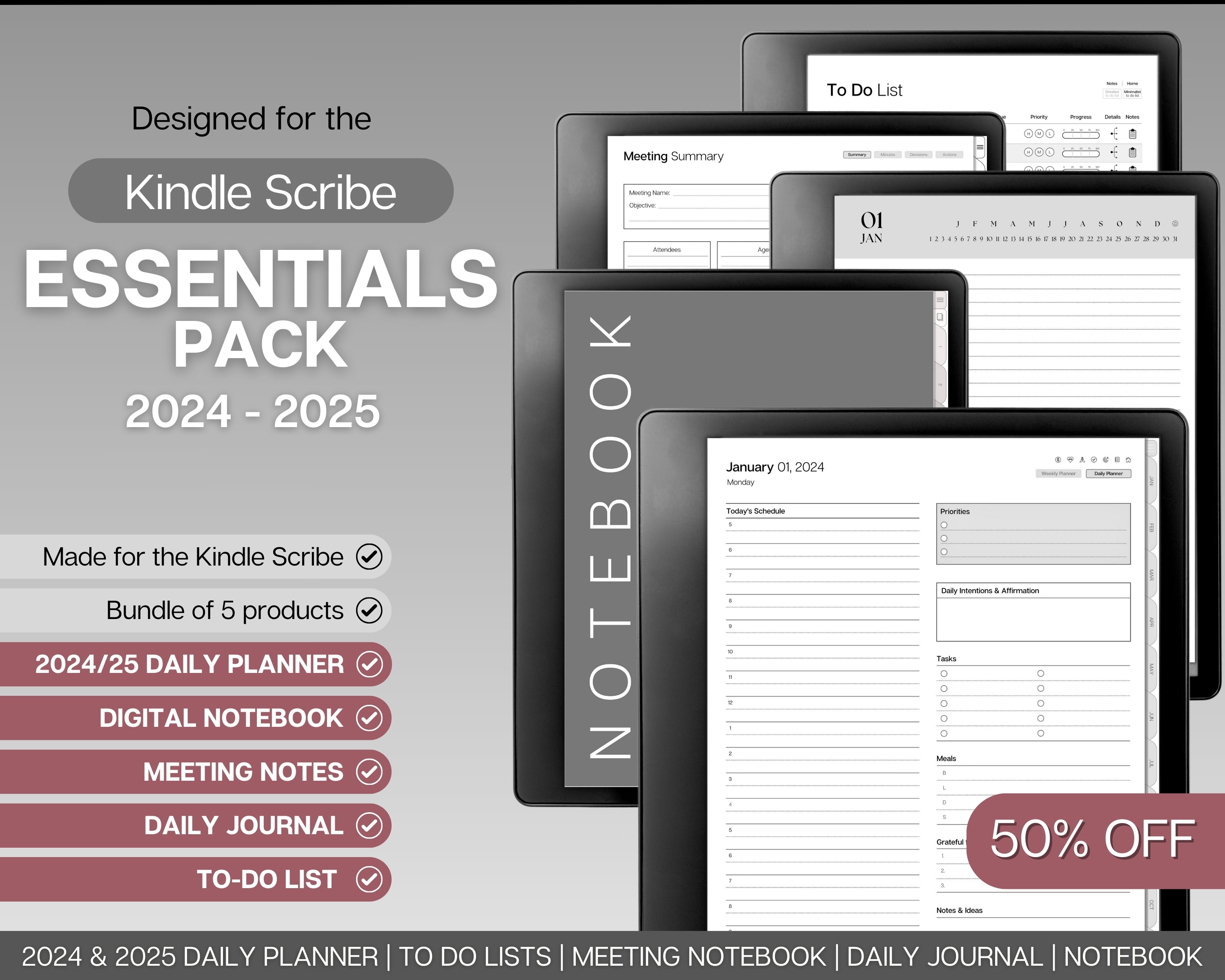 Template STARTER Bundle for your Kindle Scribe| 5+ Planners