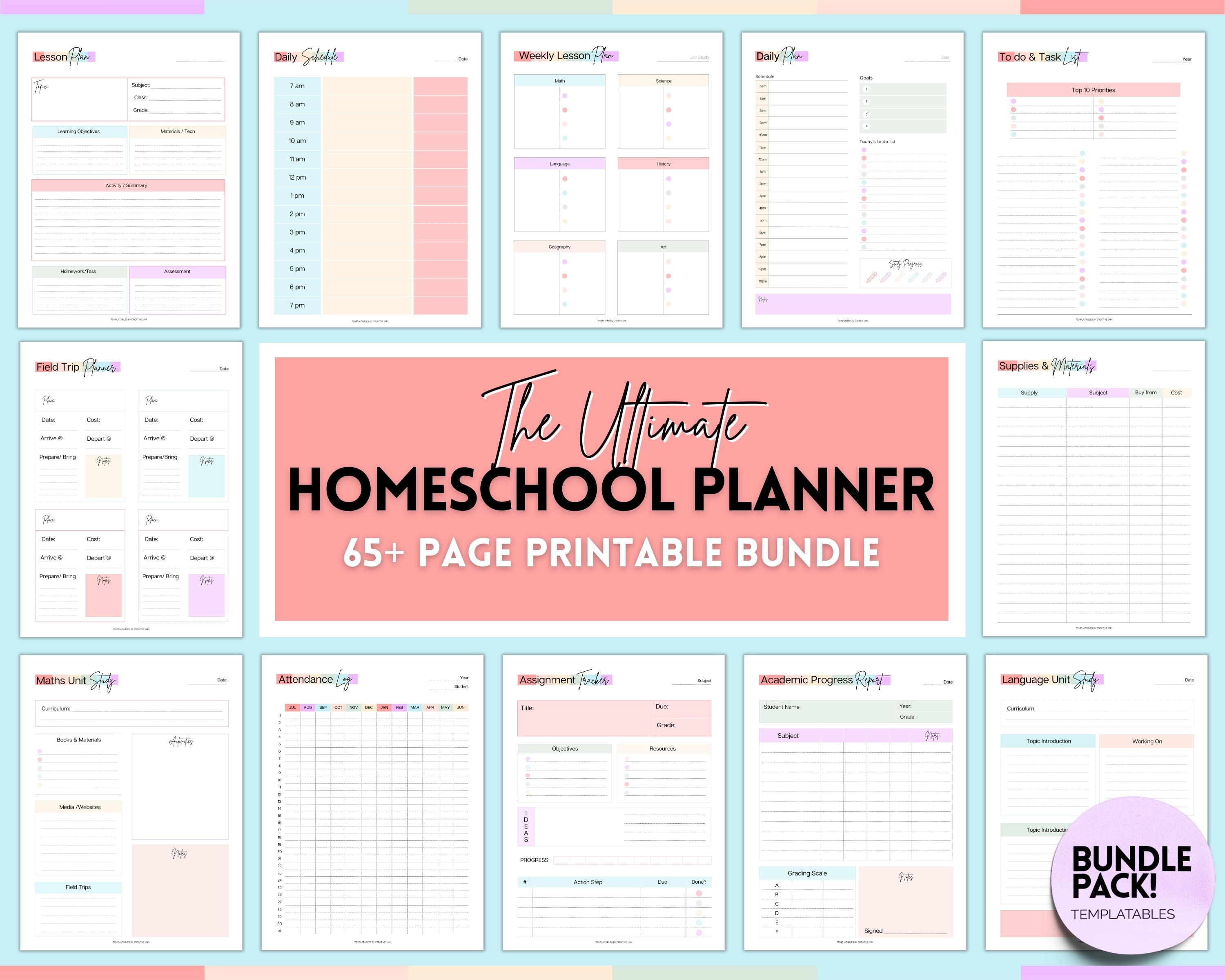 2024-2025 HOMESCHOOL Planner Printable | Perfect for Teachers and Parents!