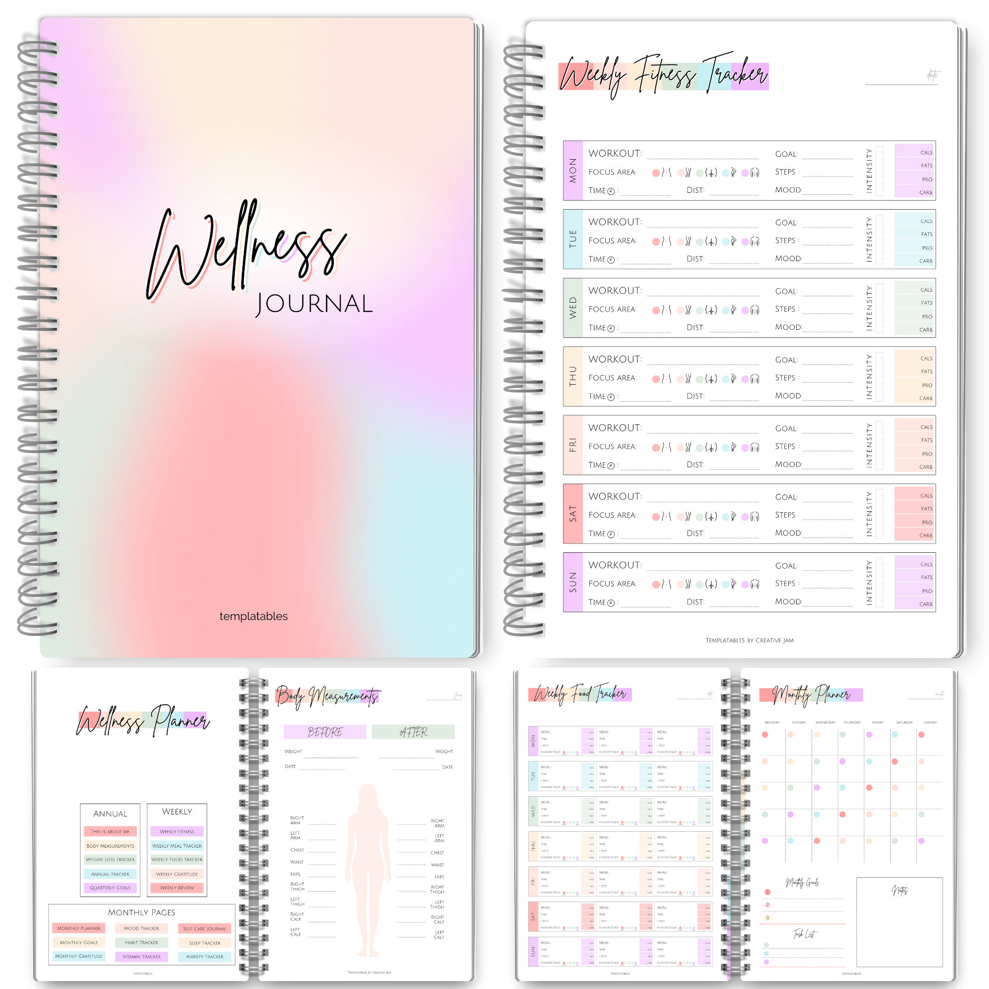 Wellness Journal | 90 Day Health, Gratitude, Wellbeing Tracker