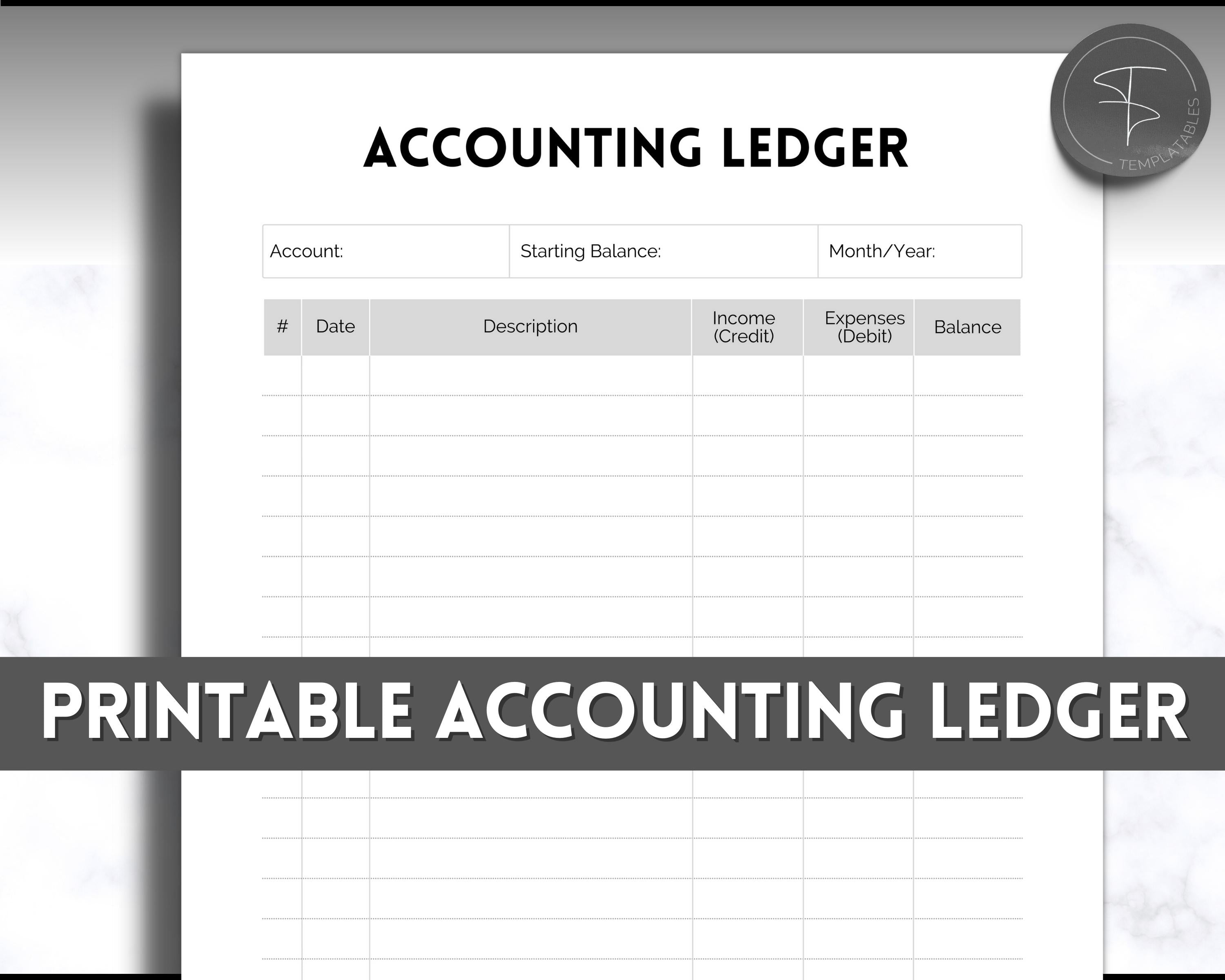 Printable Accounting Ledger | Small Business Bookkeeping Template