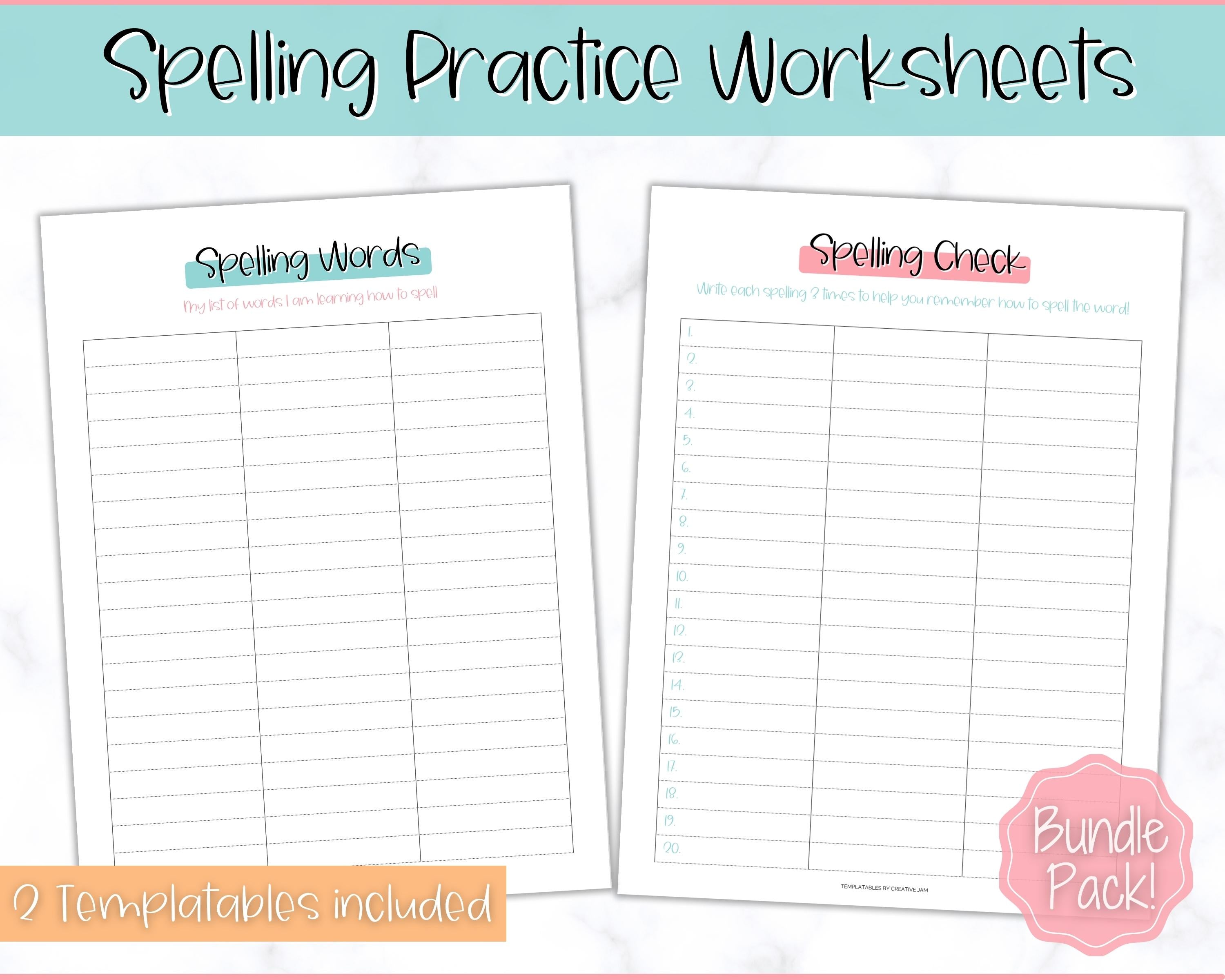 Spelling Practice Printable for Kids | Homeschool Teacher - Colorful