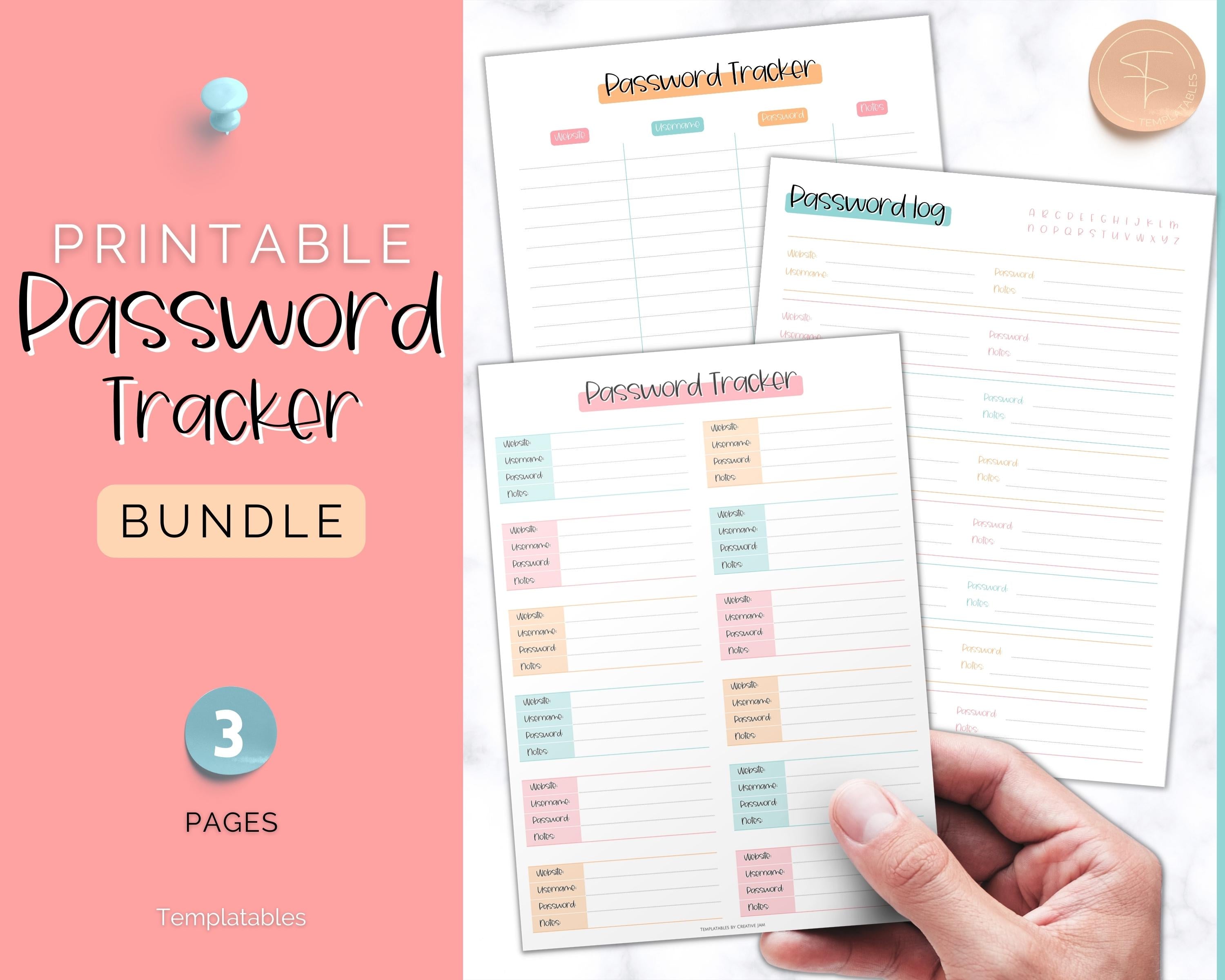 Password Tracker BUNDLE | 3 Printable Password Log & Organizers