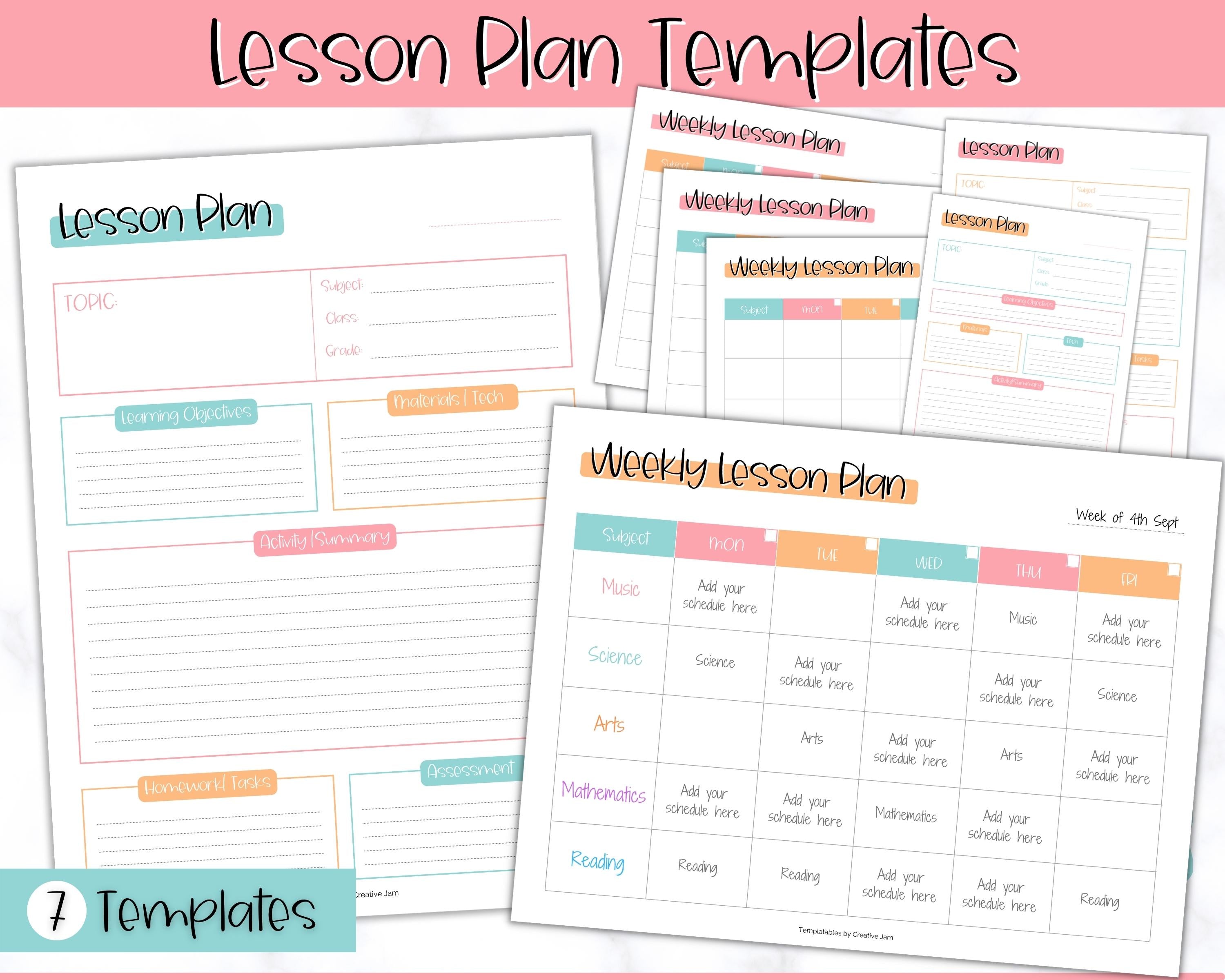 Lesson Plan Template, Homeschool Teacher Planner | Colorful