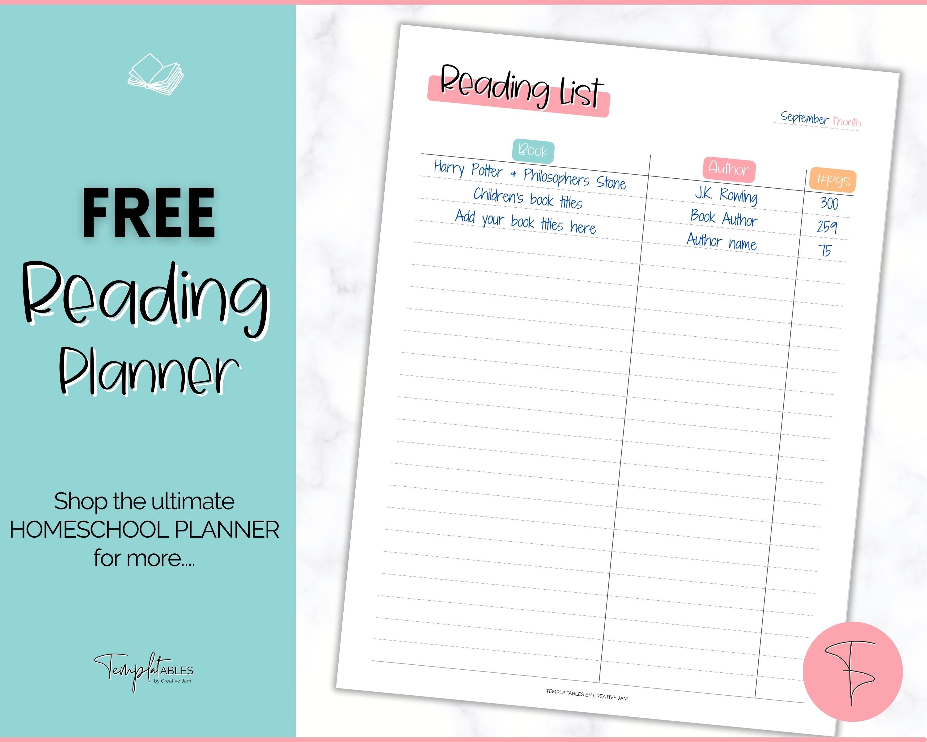 FREE - Reading Log Printable | Reading Book Tracker - Colorful
