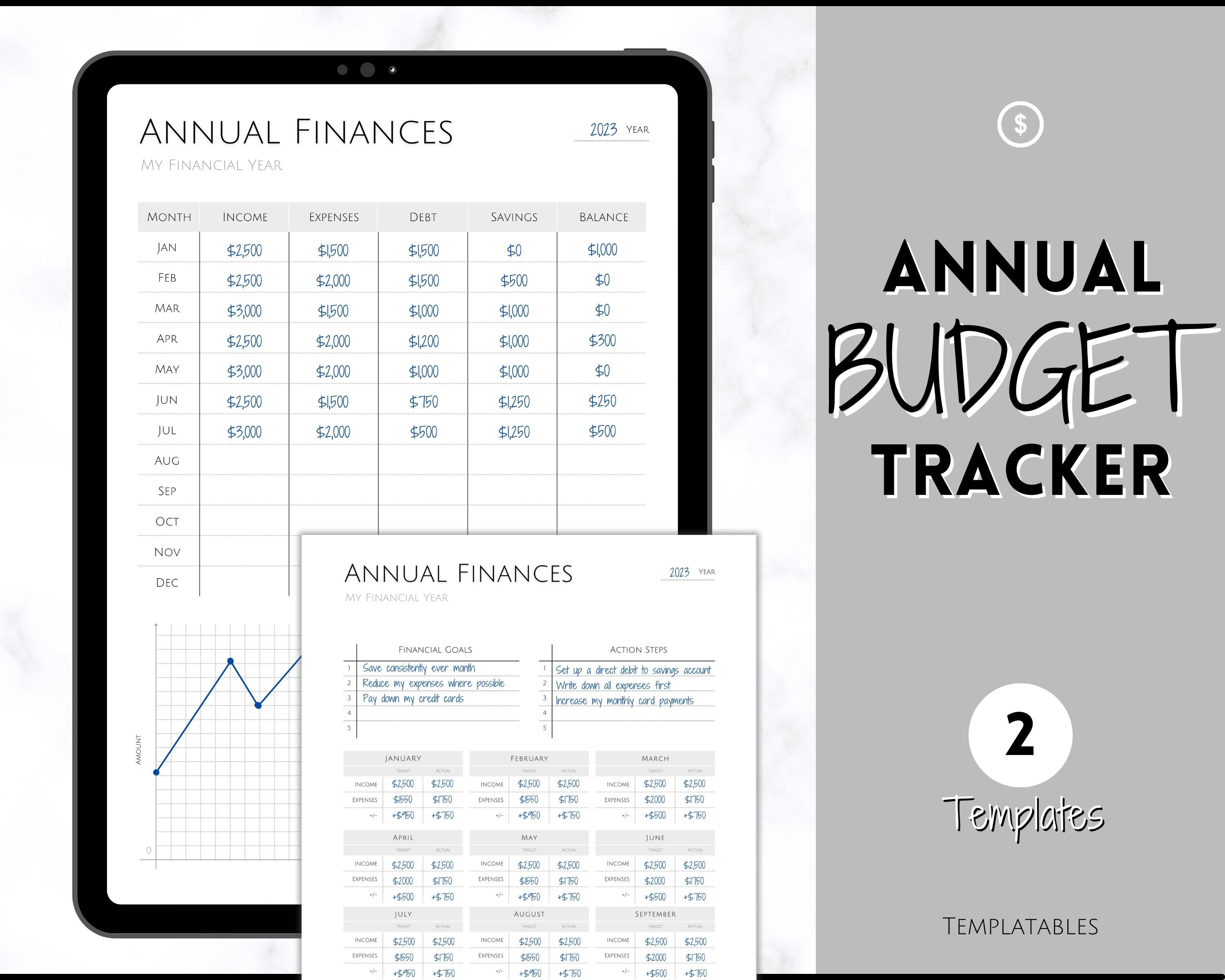 Annual Budget Tracker, Finance Planner | Minimalist