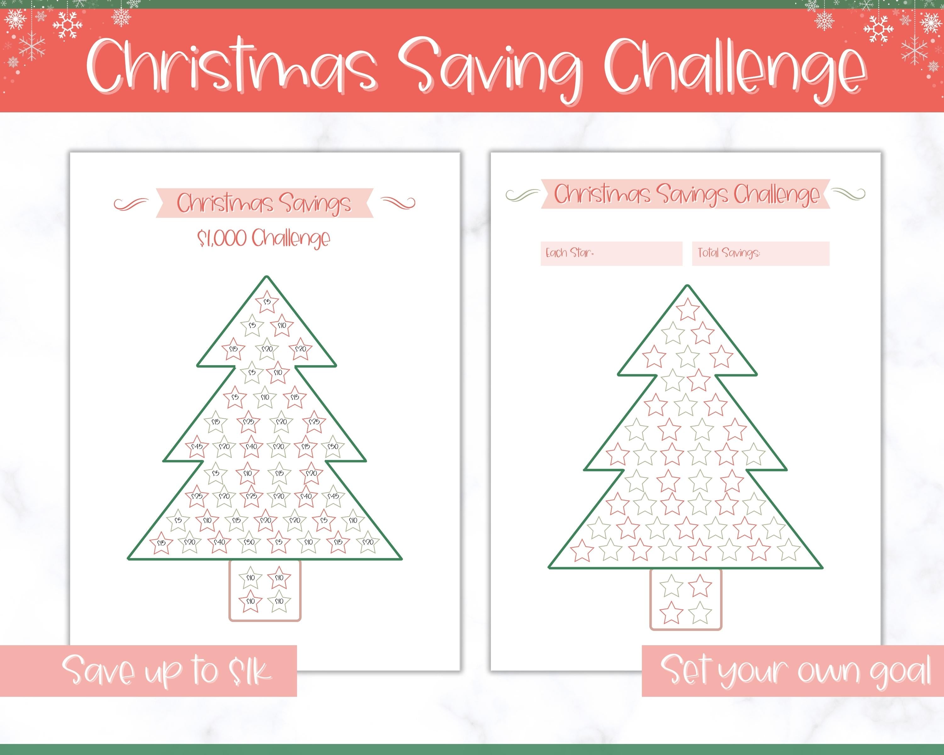 Christmas 1k Savings Challenge | Christmas Budget & Savings Tracker