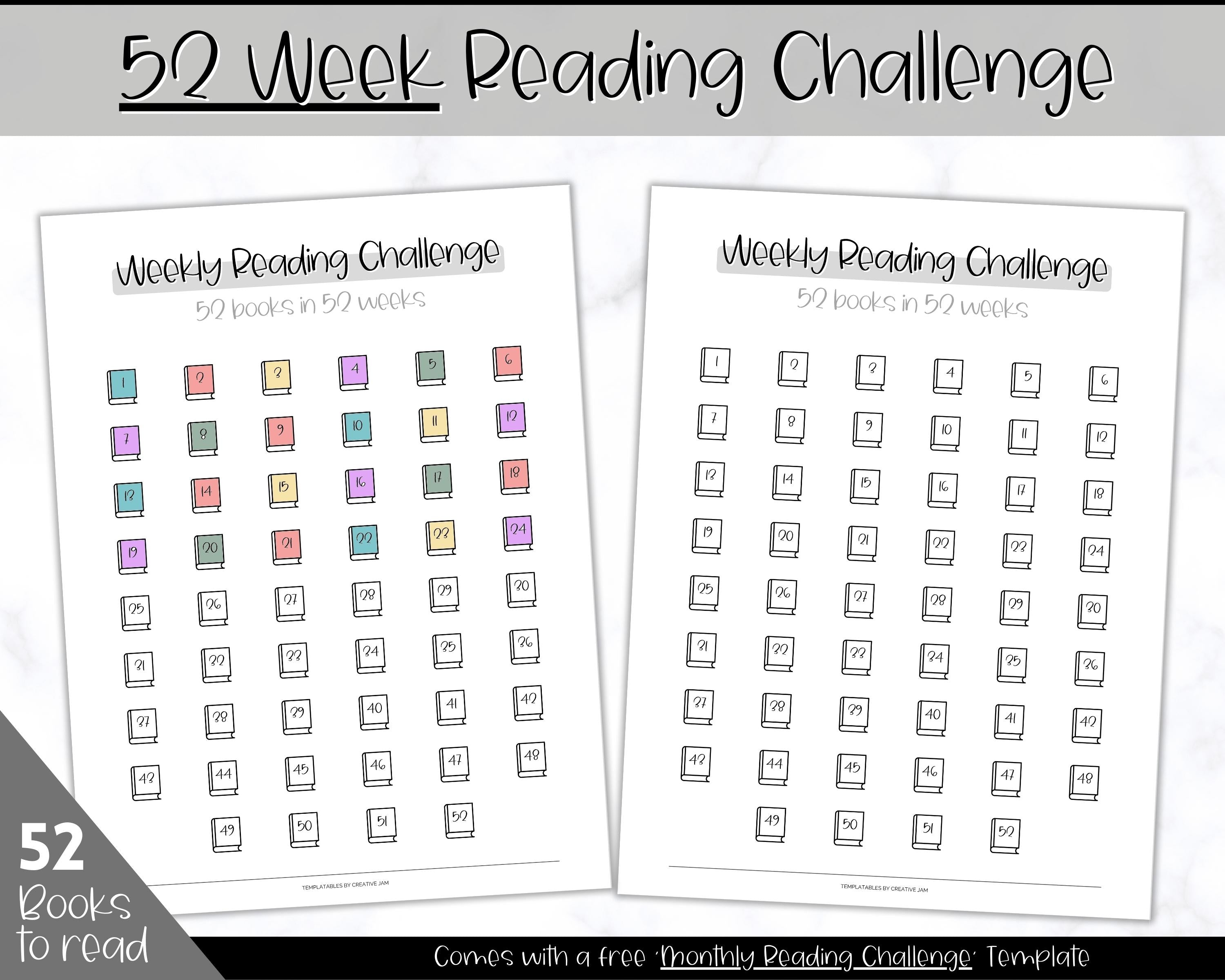 Weekly Reading Challenge BUNDLE | 52 Week Book Challenge - Mono