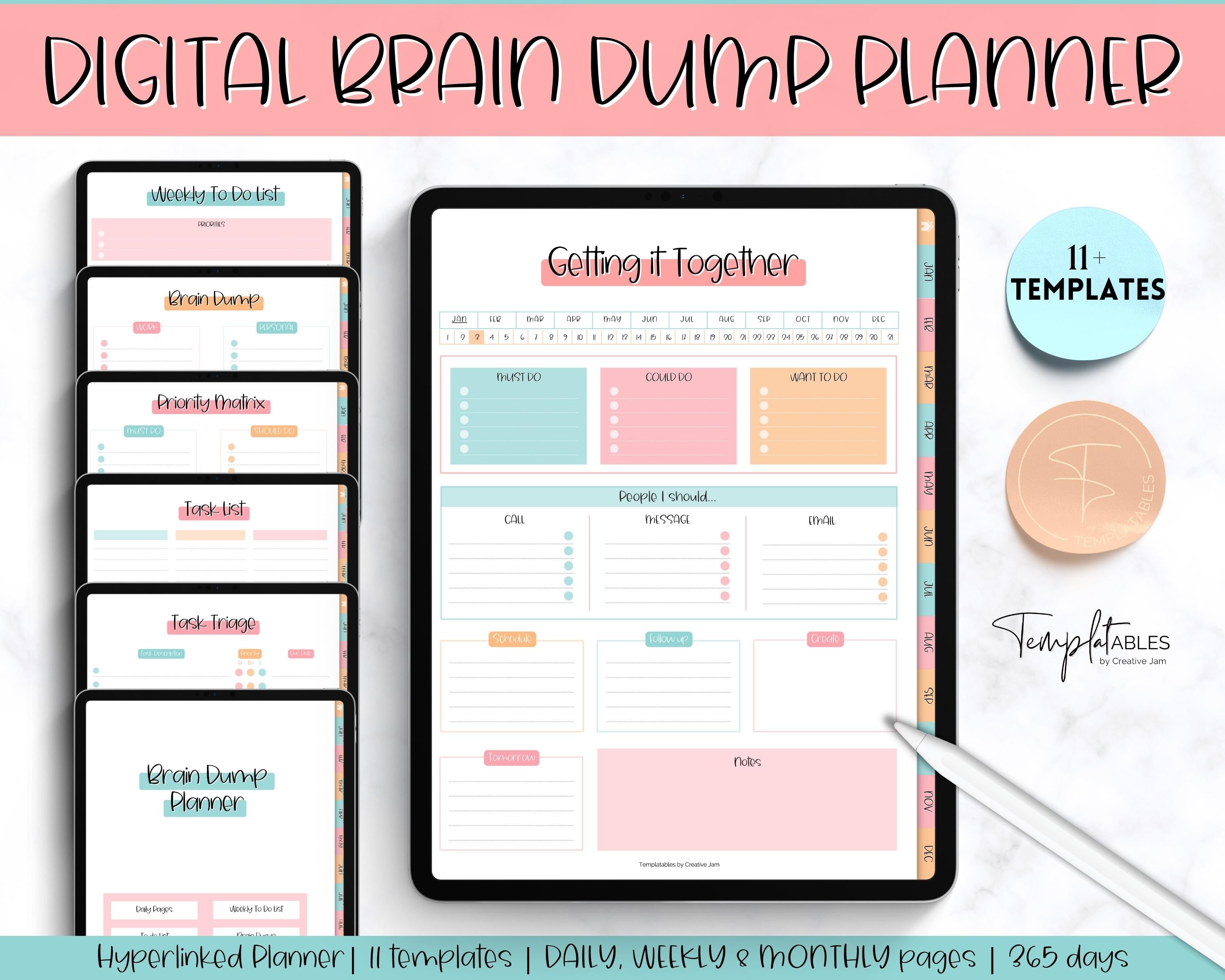 DIGITAL Brain Dump Planner | Goodnotes & Notability iPad Template
