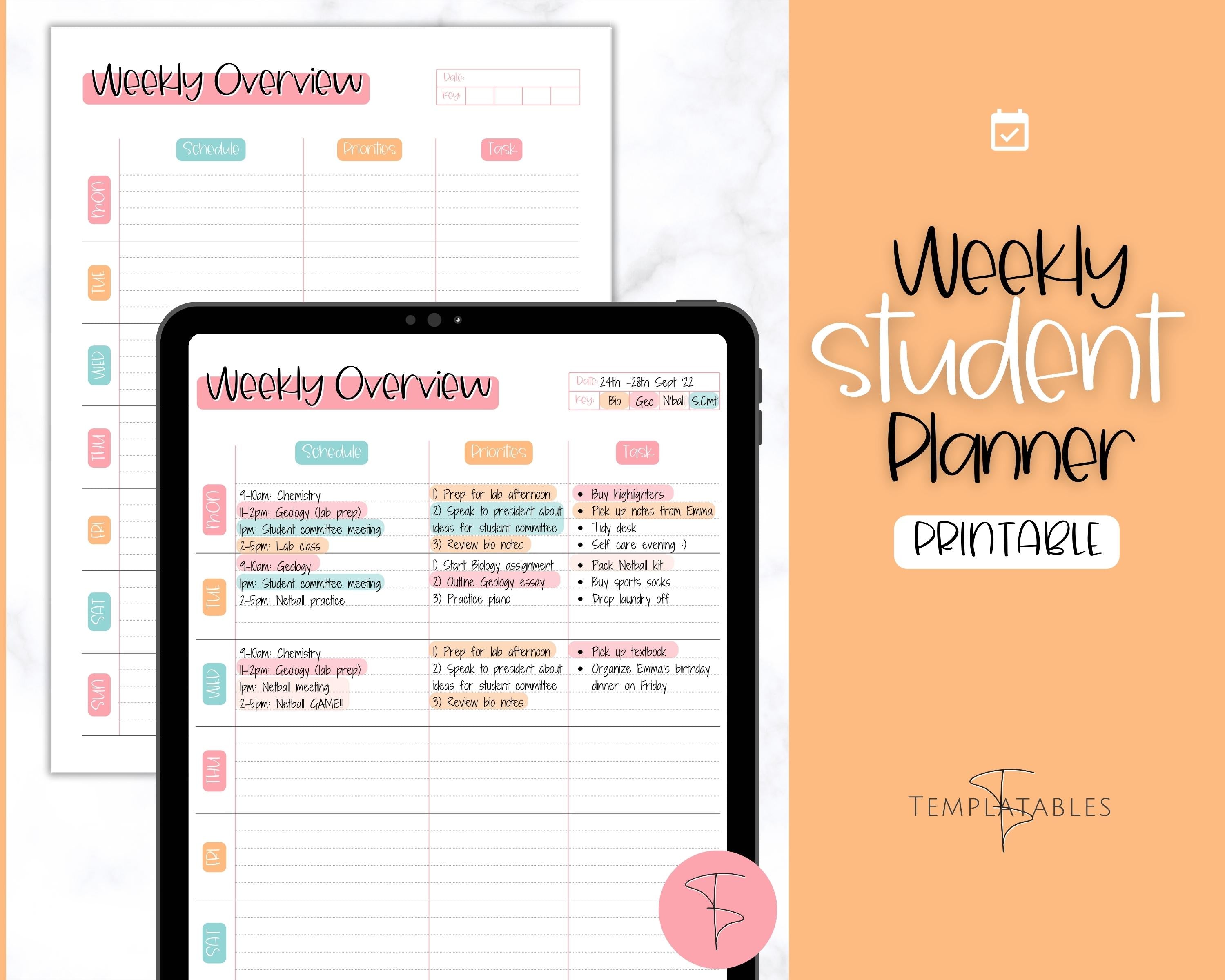 2023 Student Planner for College | Academic Class Organizer Schedule