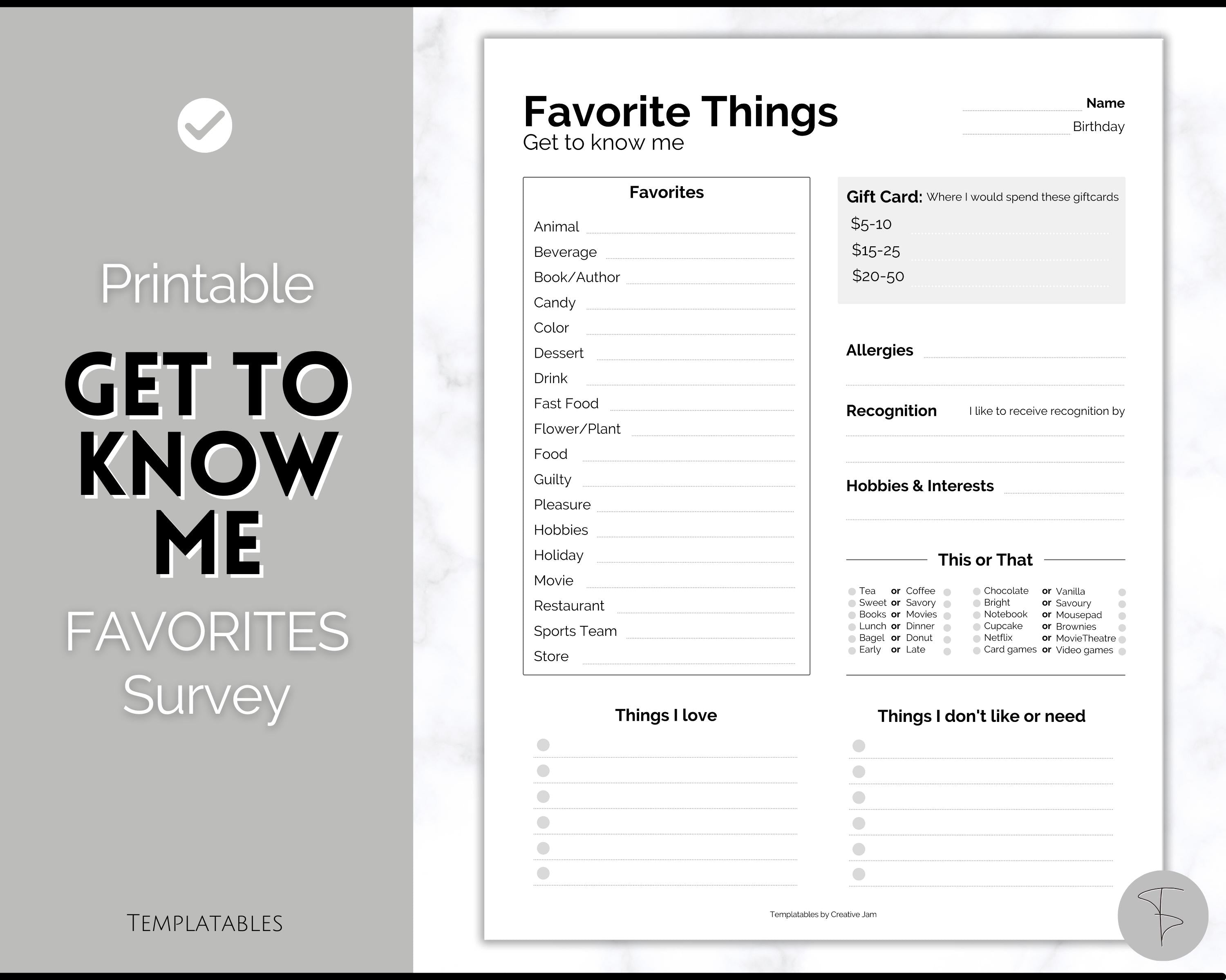 Get To Know Me Printable Game | Get To Know You Ice Breaker Game