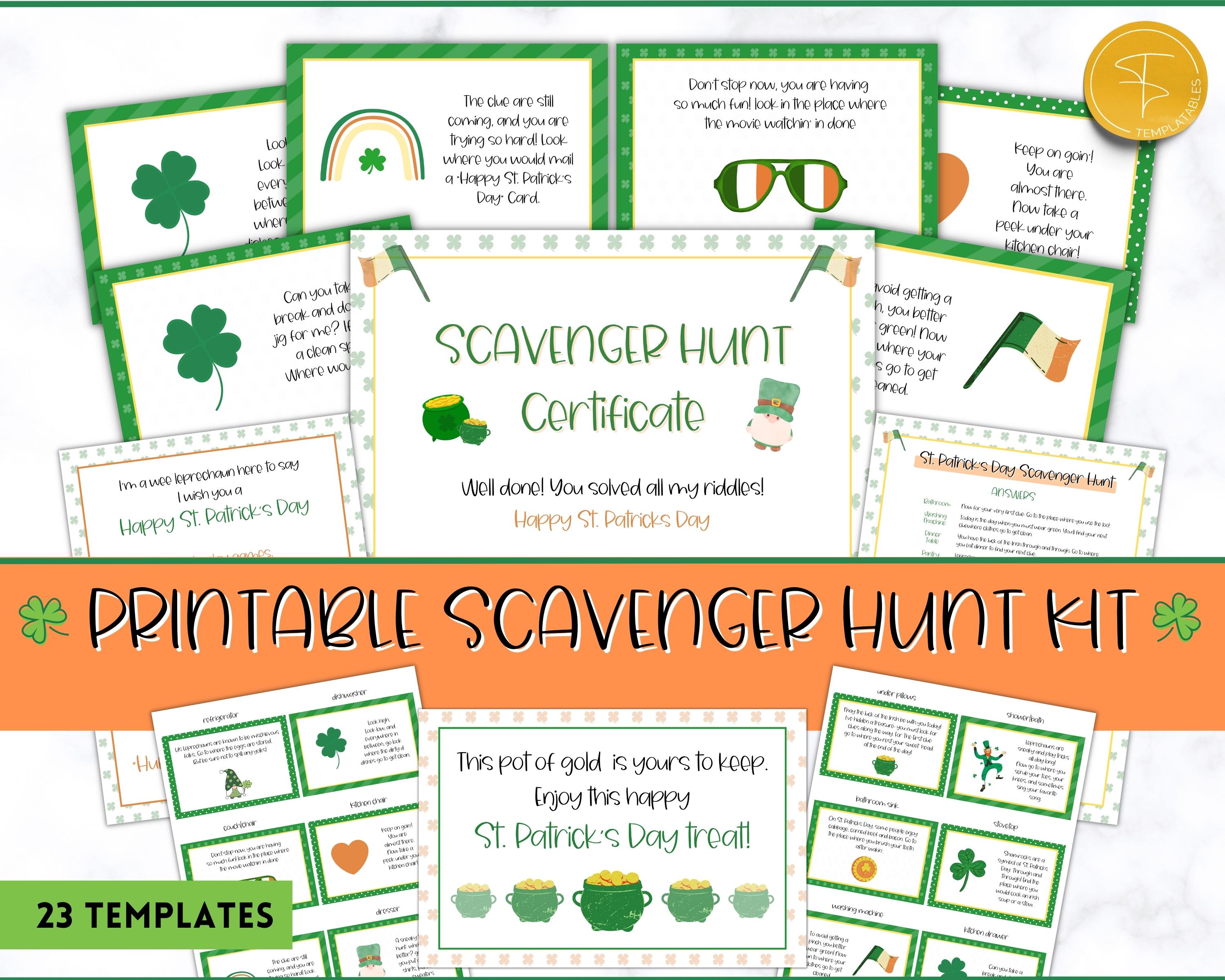 St Patricks Day Scavenger Hunt Printable Game for Kids