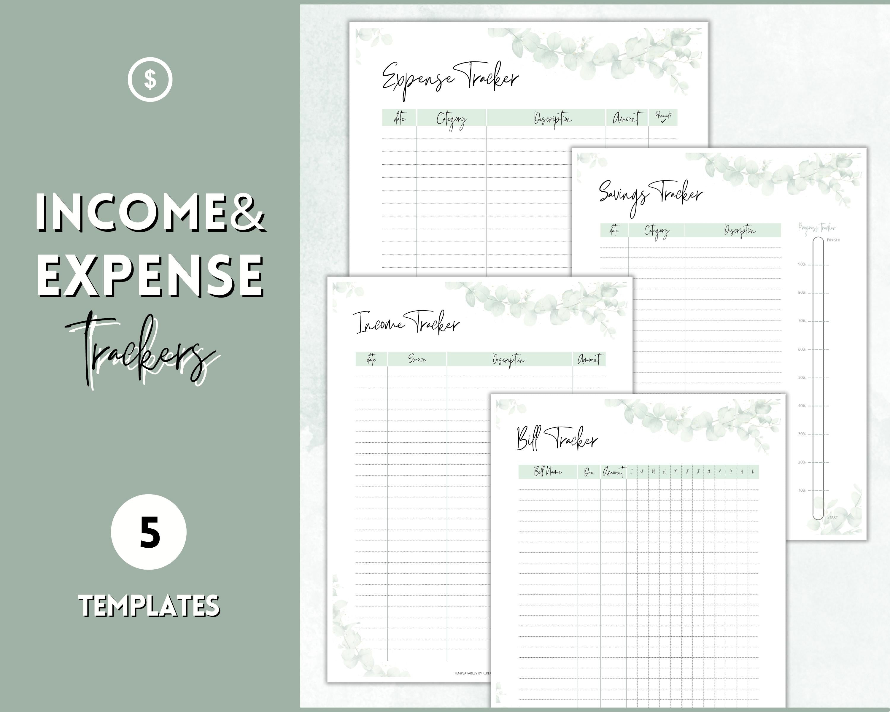 Income & Expenses Tracker Bundle | Budget Planner Printable Templates