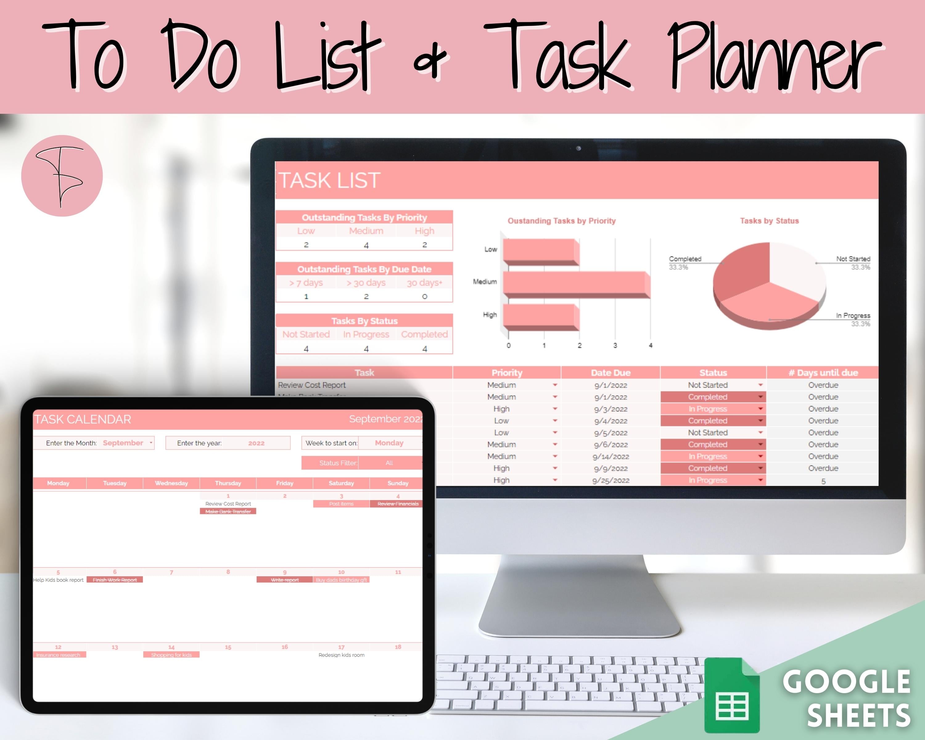 To do List Planner Google Sheets | Editable Task List Tracker