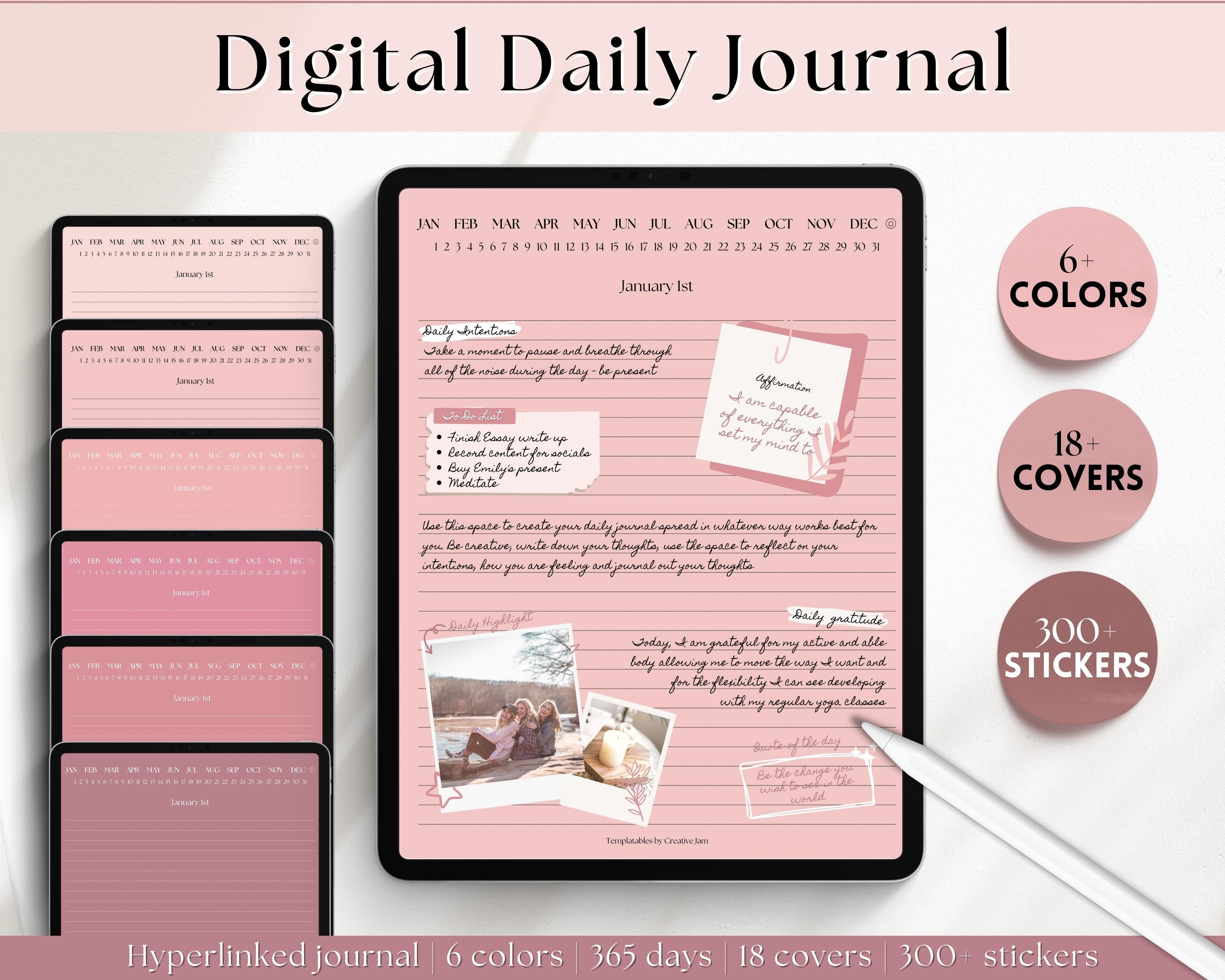 Digital Daily Journal | GoodNotes Hyperlinked Digital Diary Planner