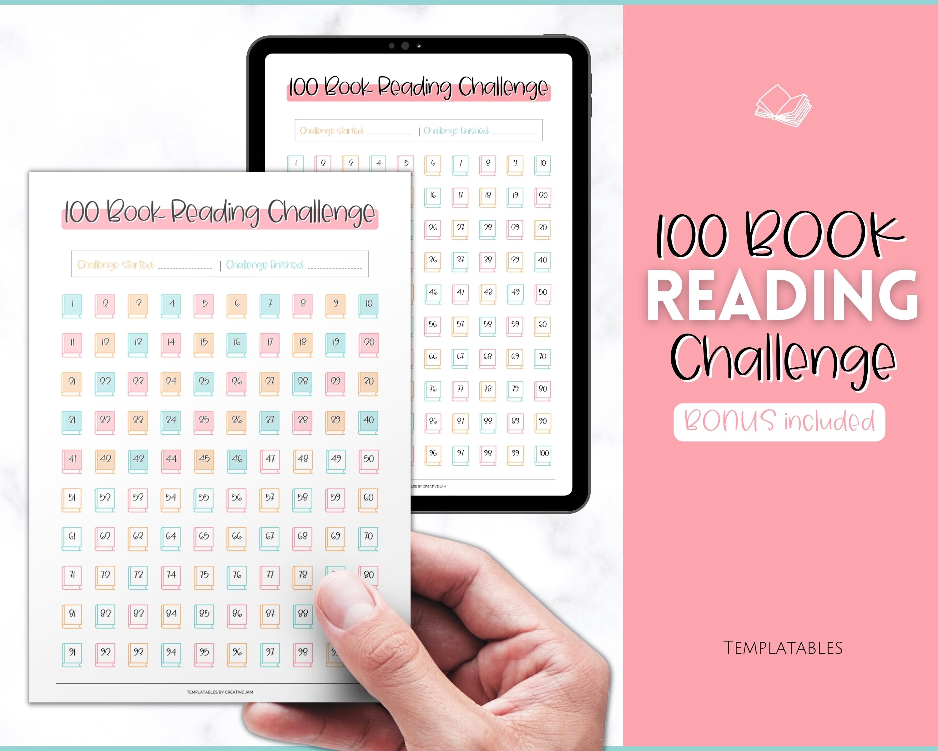 100 Book Reading Challenge Bundle | Reading Tracker & Planner