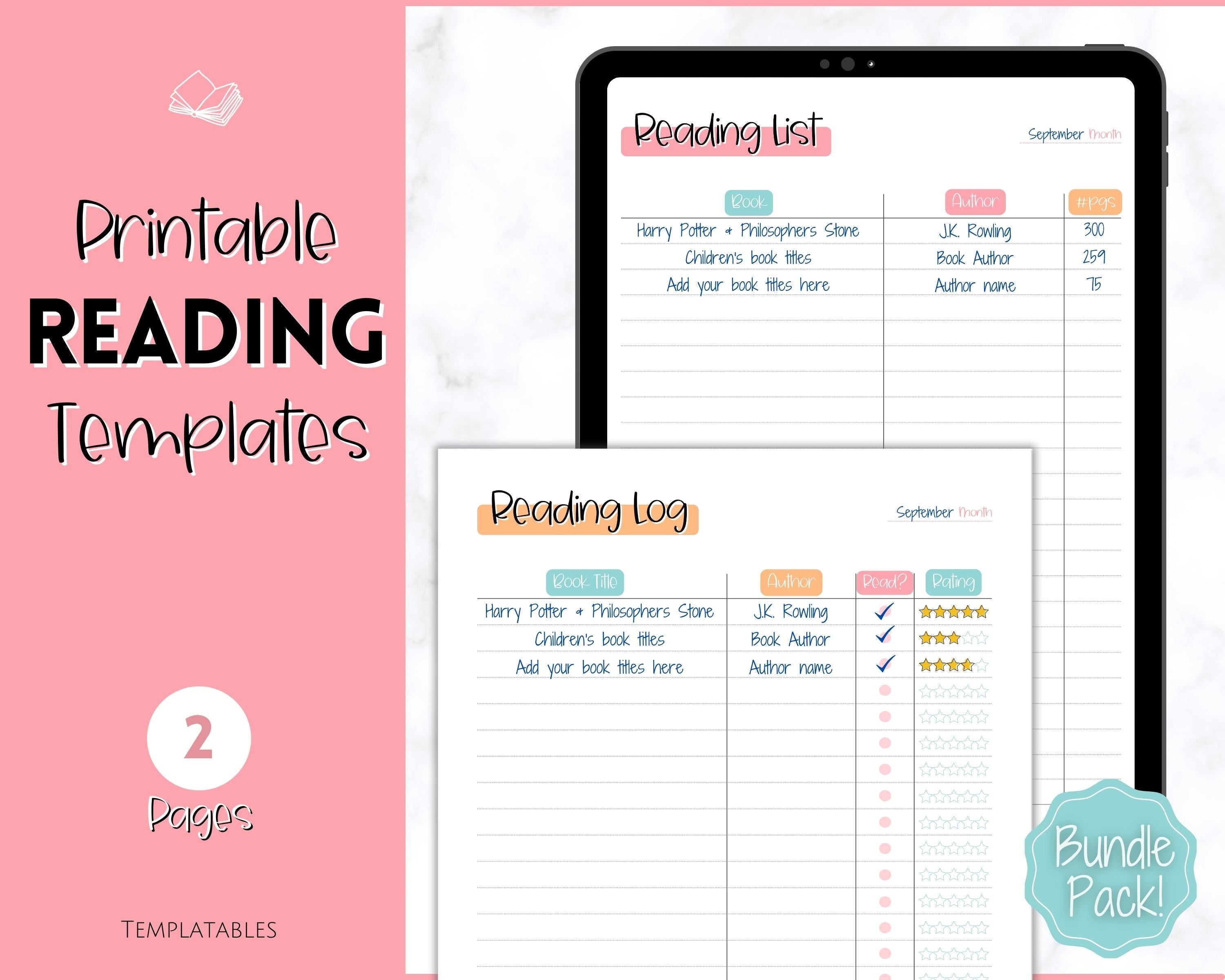 Reading Log Printable | Reading Journal & Book Tracker - Colorful