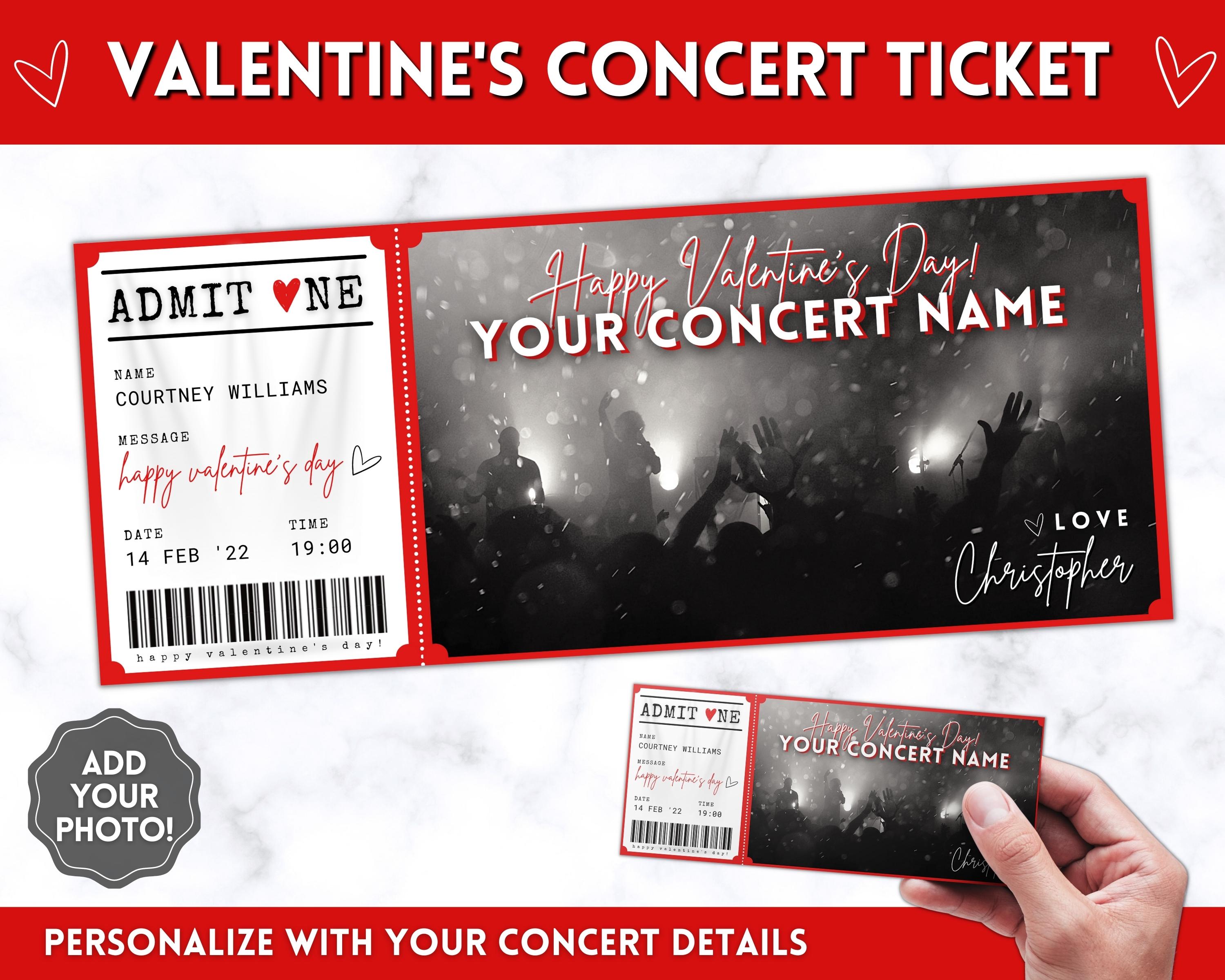 VALENTINE'S Concert Ticket Template | Editable Gift