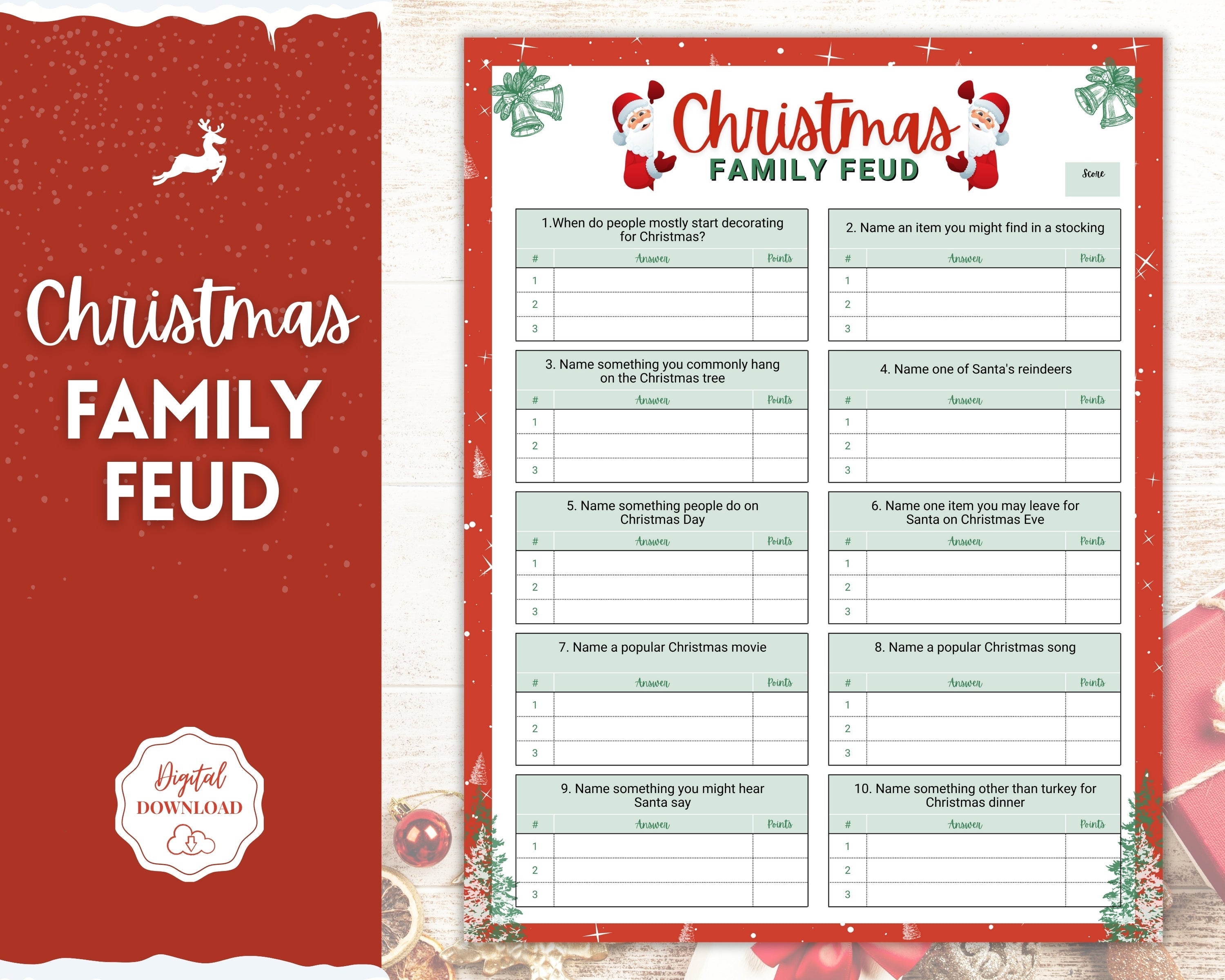 Christmas Family Feud Game | Xmas Holiday Family Quiz Game