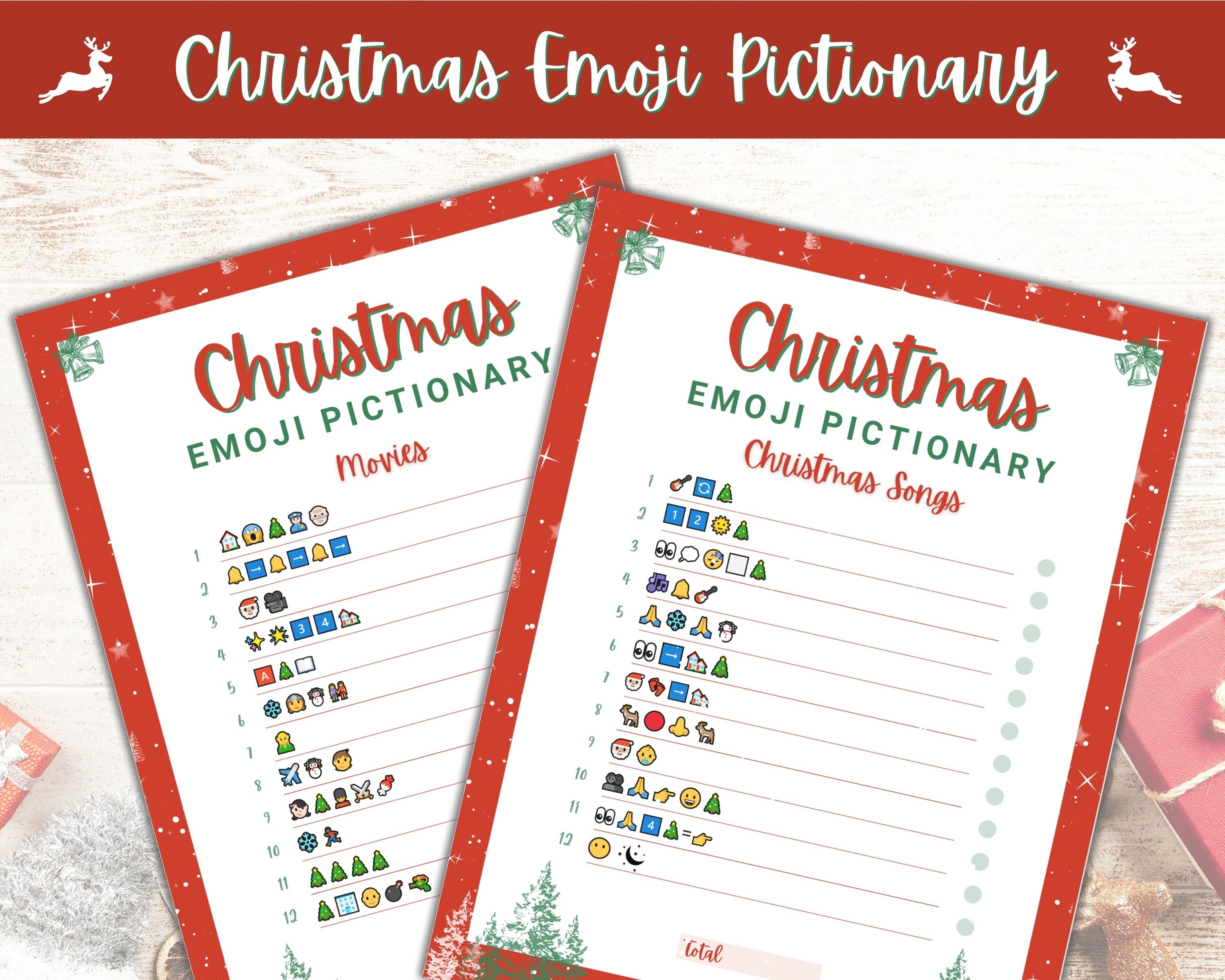 Emoji Pictionary Christmas Party Game | Holiday Family Games Printable