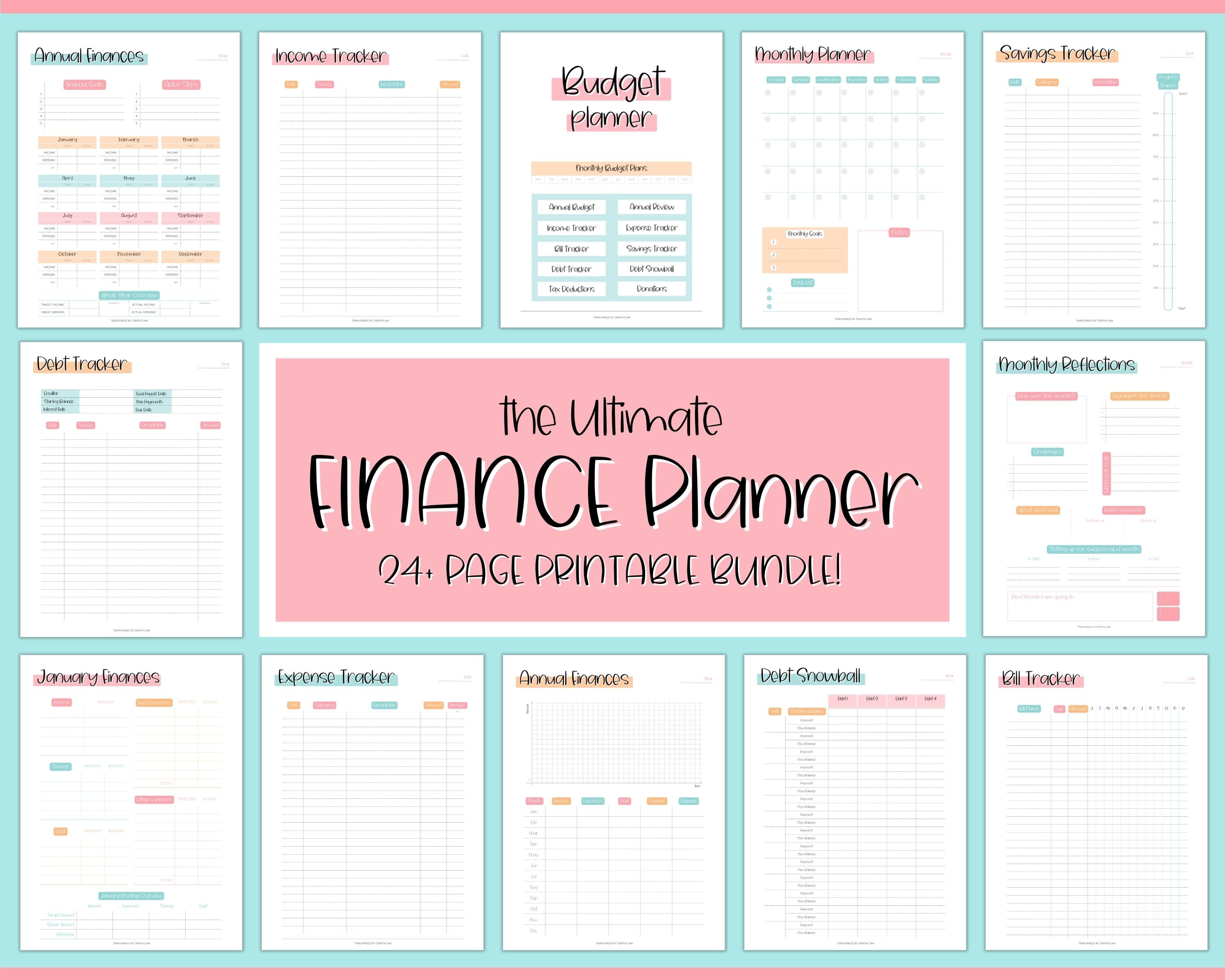 Finance Planner BUNDLE | Budget, Finance, Expense Tracker - COLORFUL