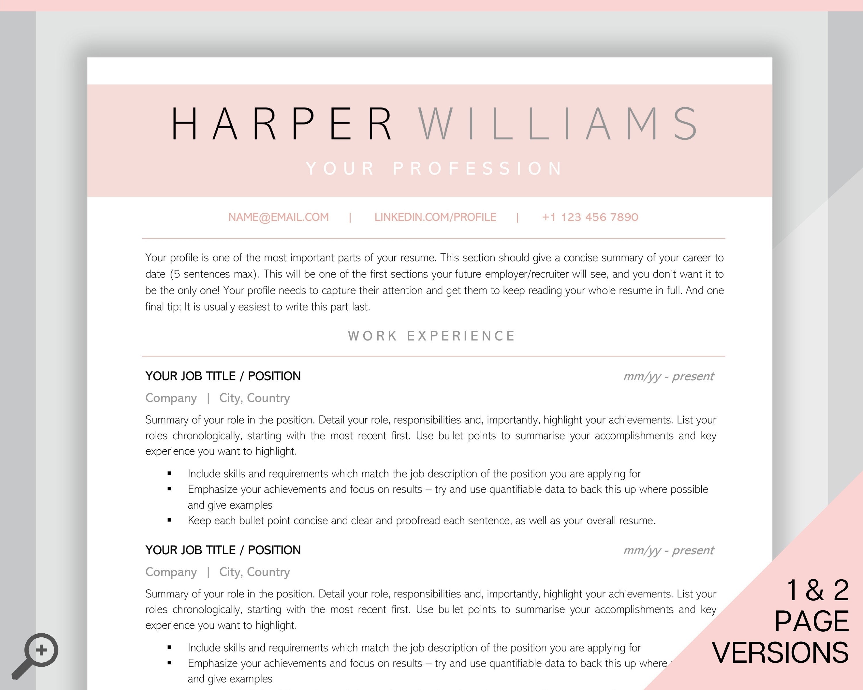 Professional Resume CV Template | Microsoft Word | Style 17