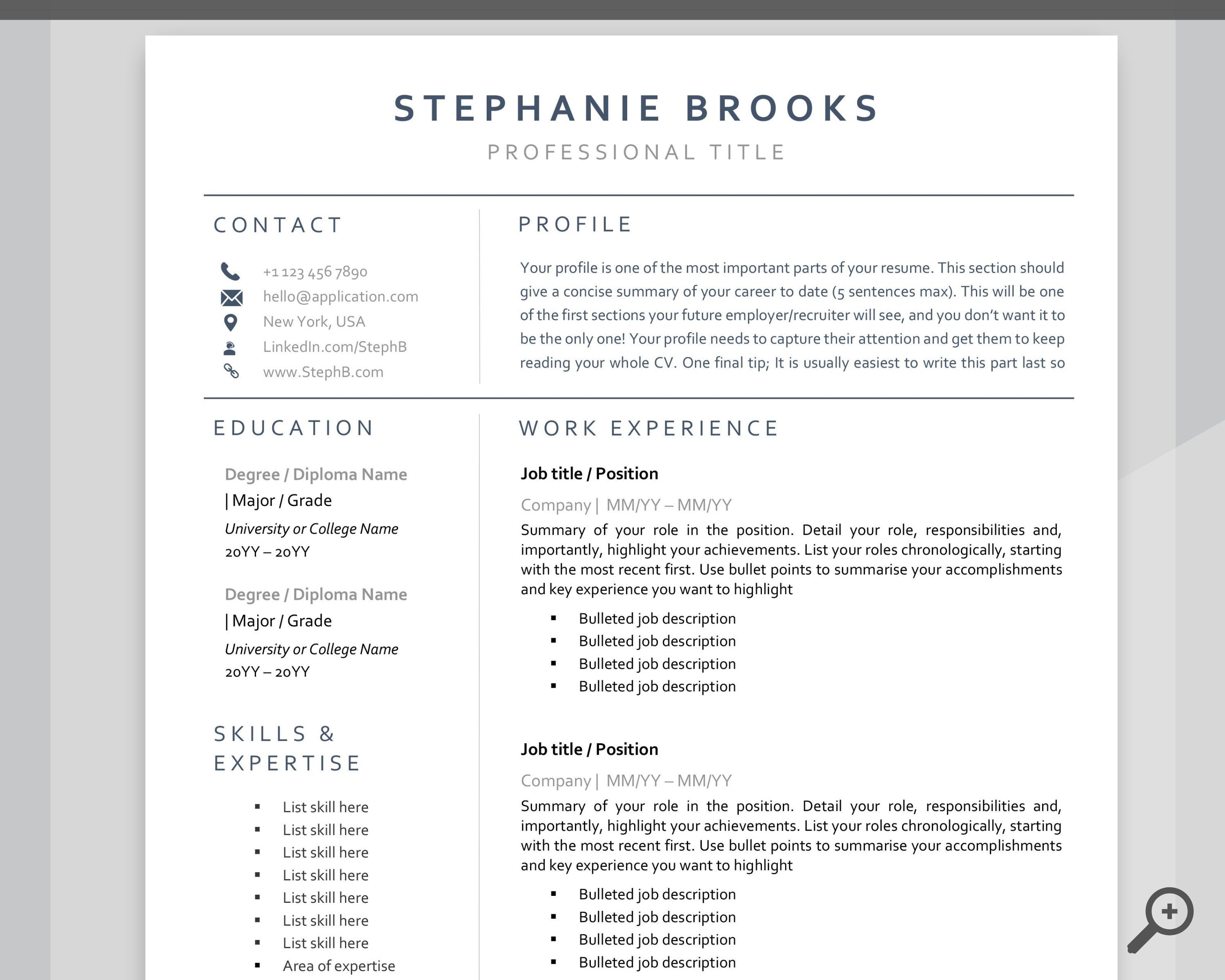 Professional Resume CV Template | Microsoft Word | Style 6