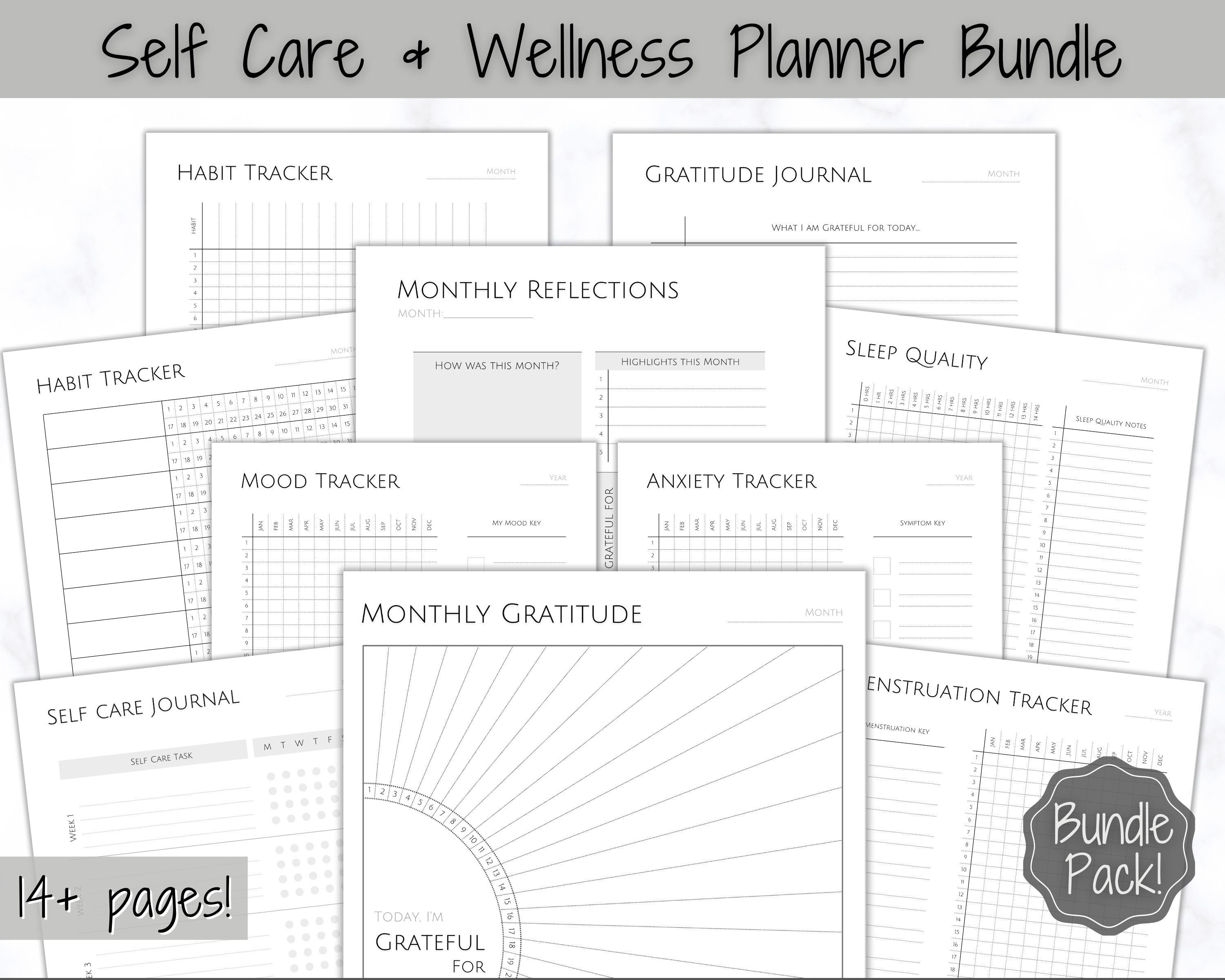 Wellness Planner Printable BUNDLE | Self Care Journal Checklist