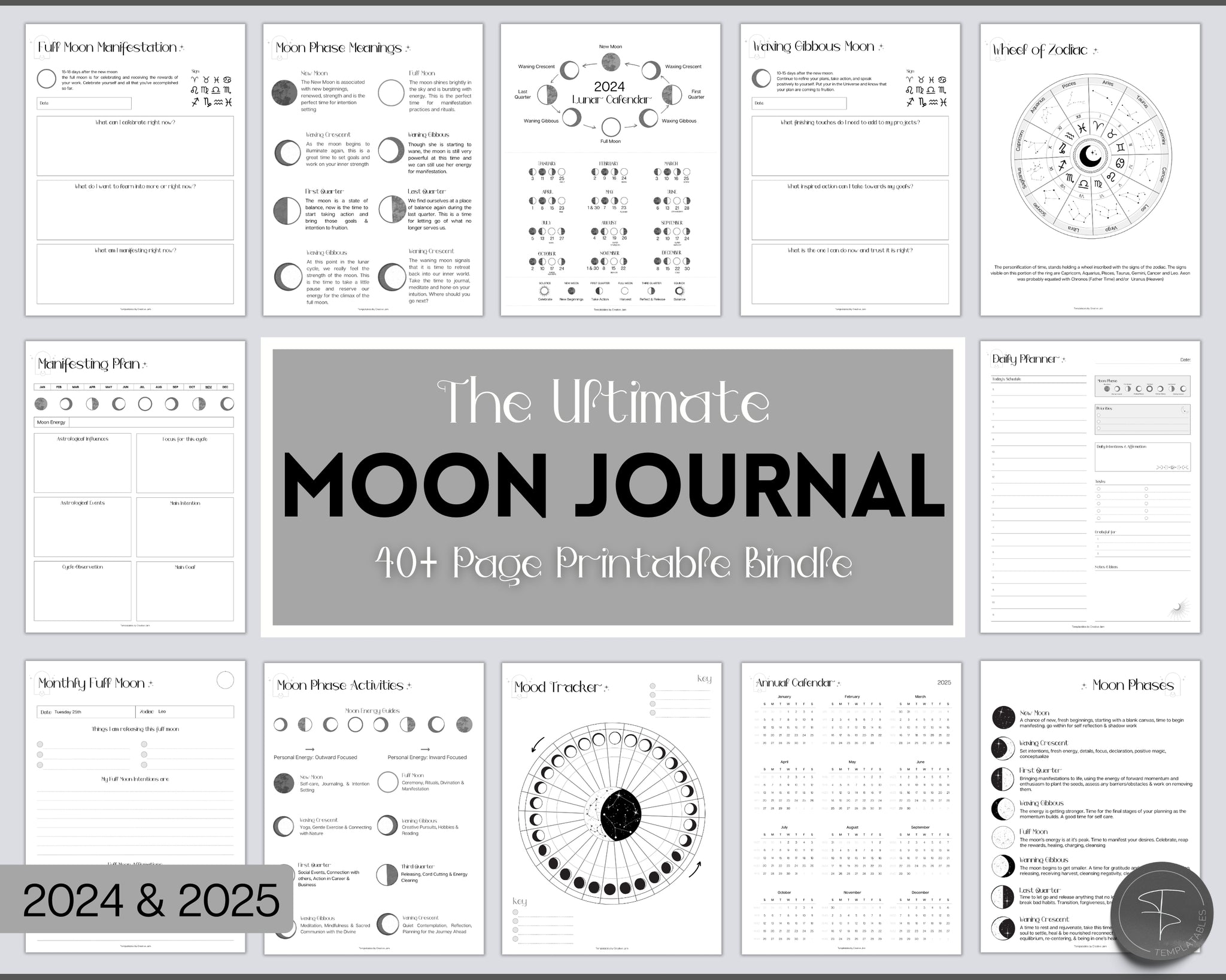 8 Moon Phases Printables