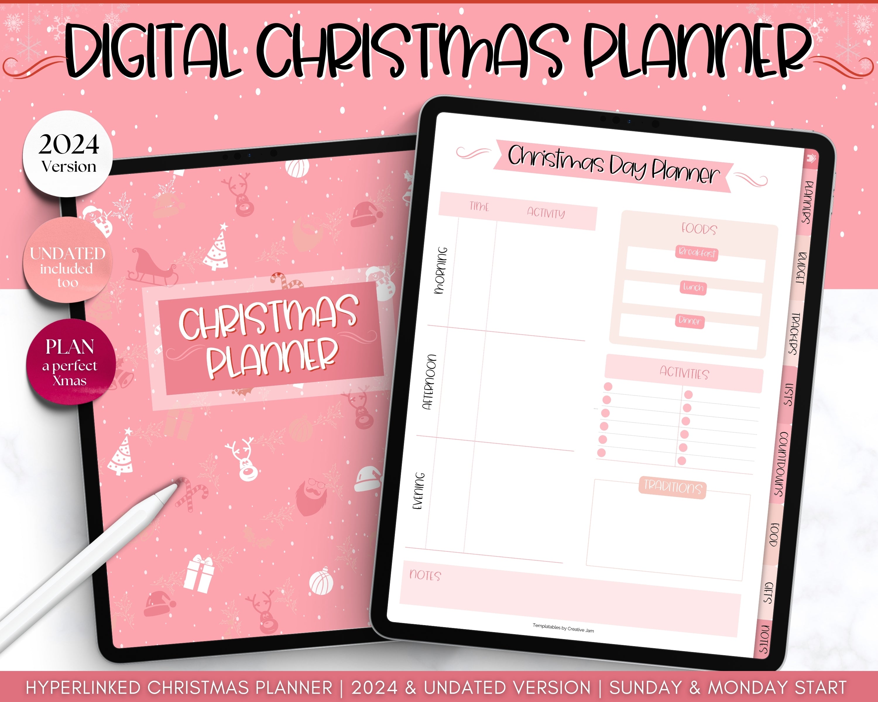 Pink 2024 Digital Christmas Planner | Christmas To Do List