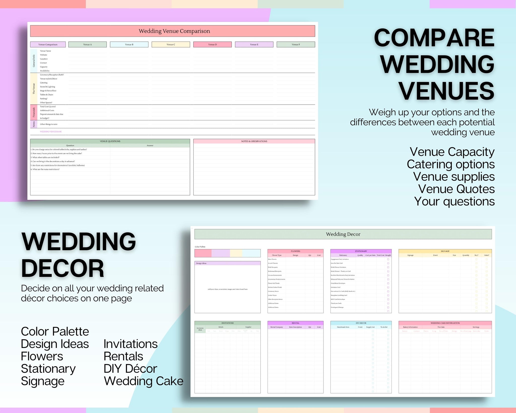 Wedding Venue Comparison Template