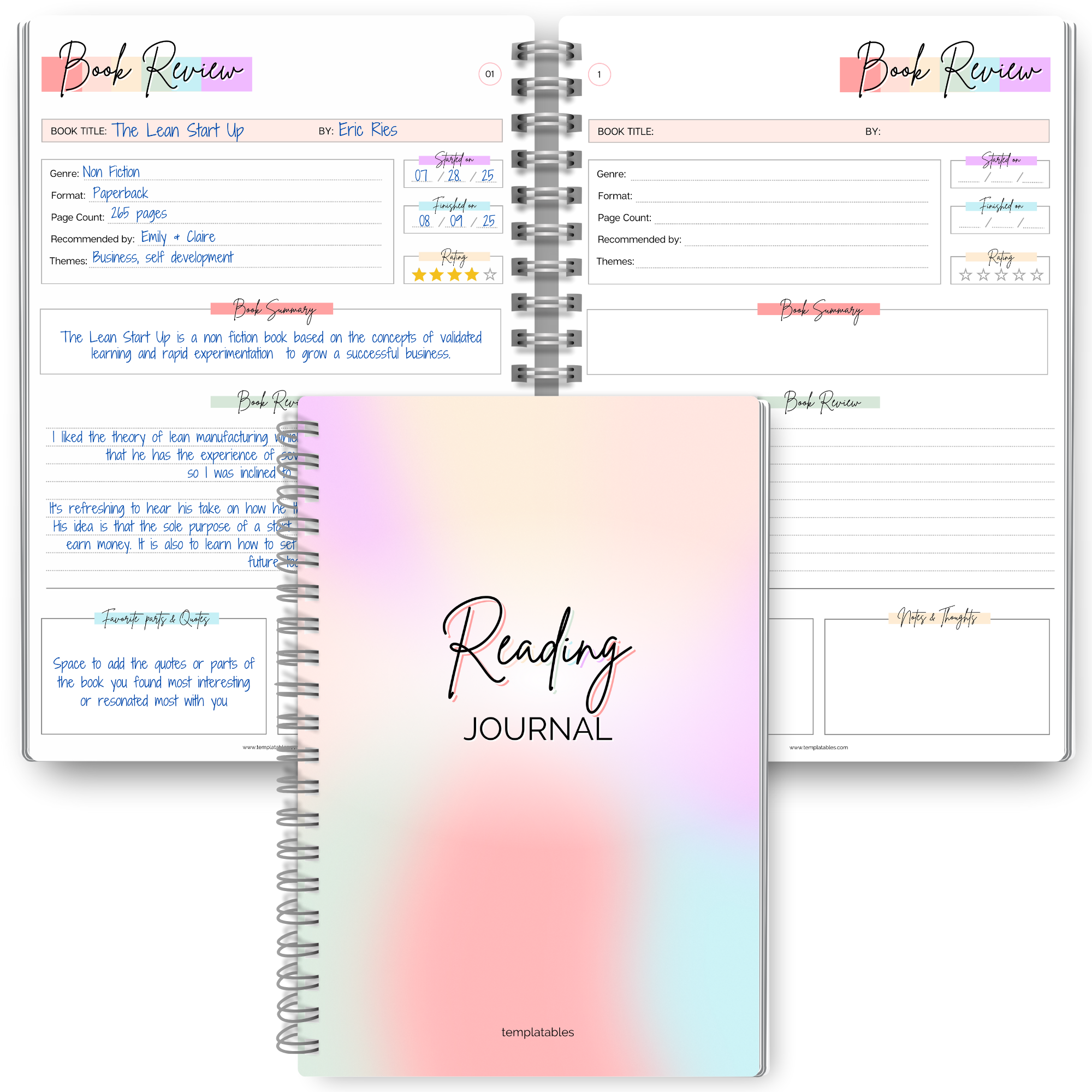 Reading Journal for Book Lovers | Summarize and Review all your Books