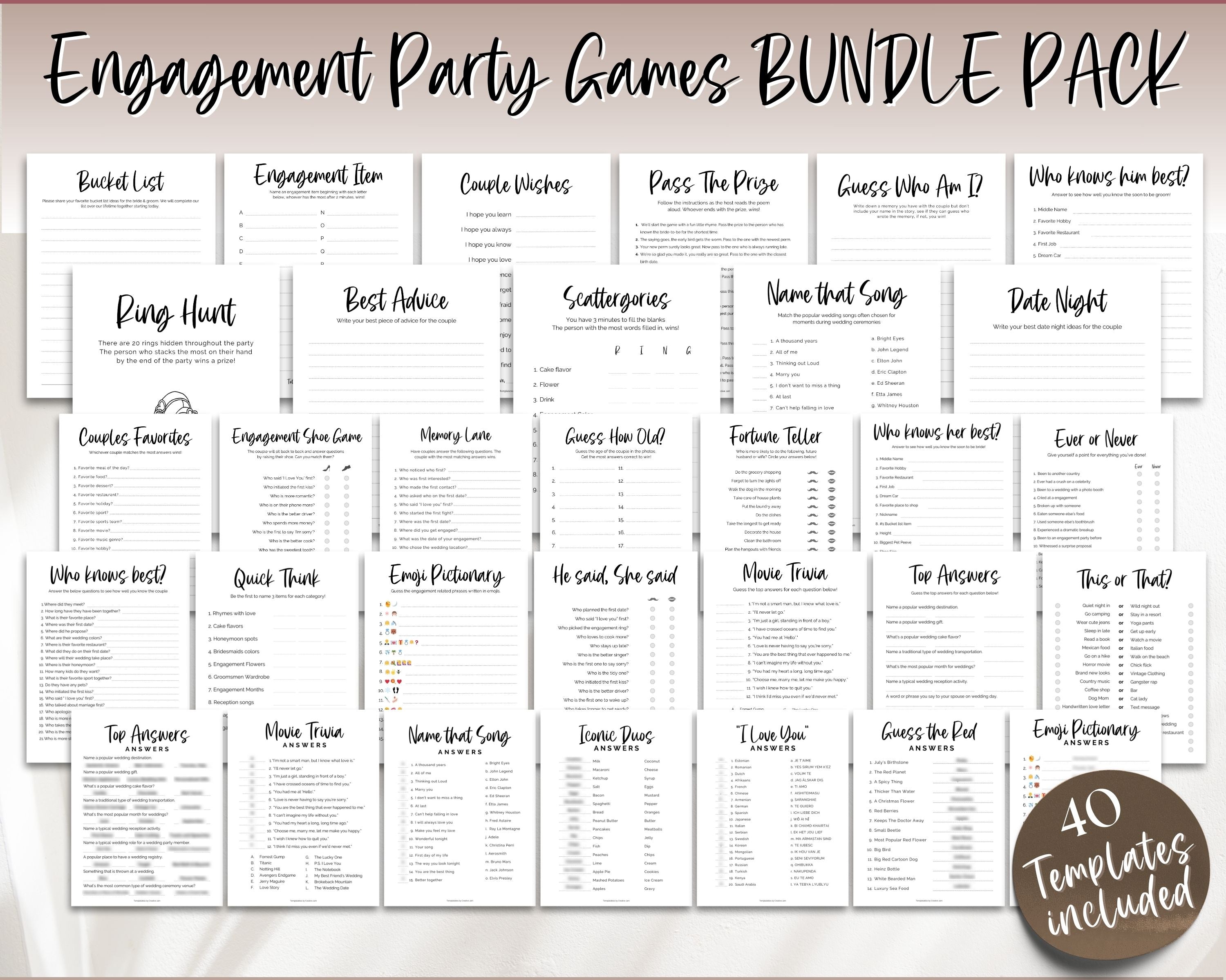 Engagement Party Games Bundle! Over 40 games for your enjoyable party!