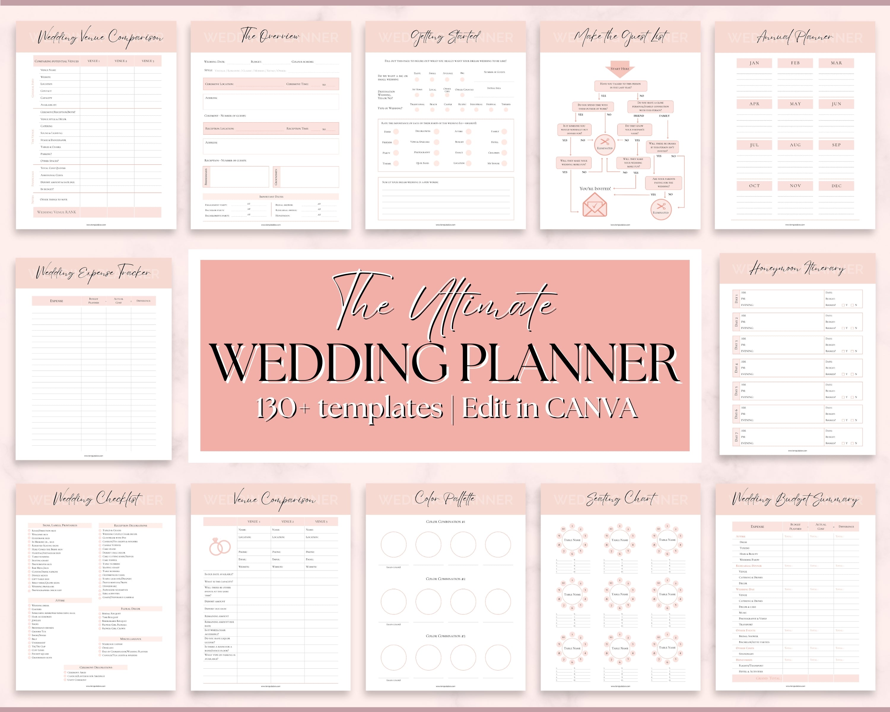 Ultimate Editable Wedding Planner: 130+ Templates for planning your wedding