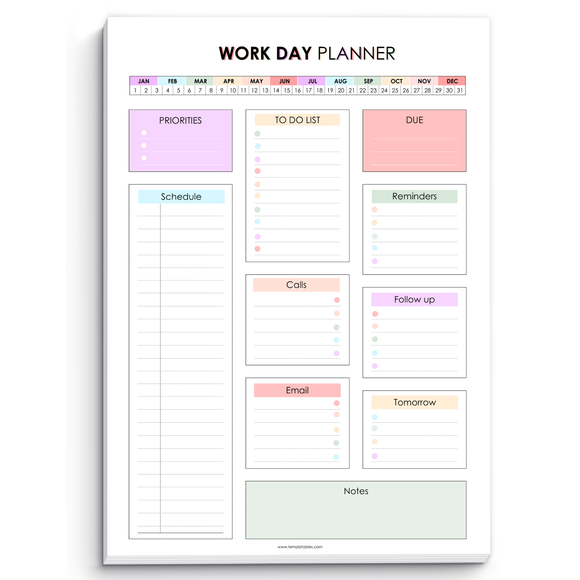 Work Day Planner Notepad | Daily Organizer to Structure Your Day