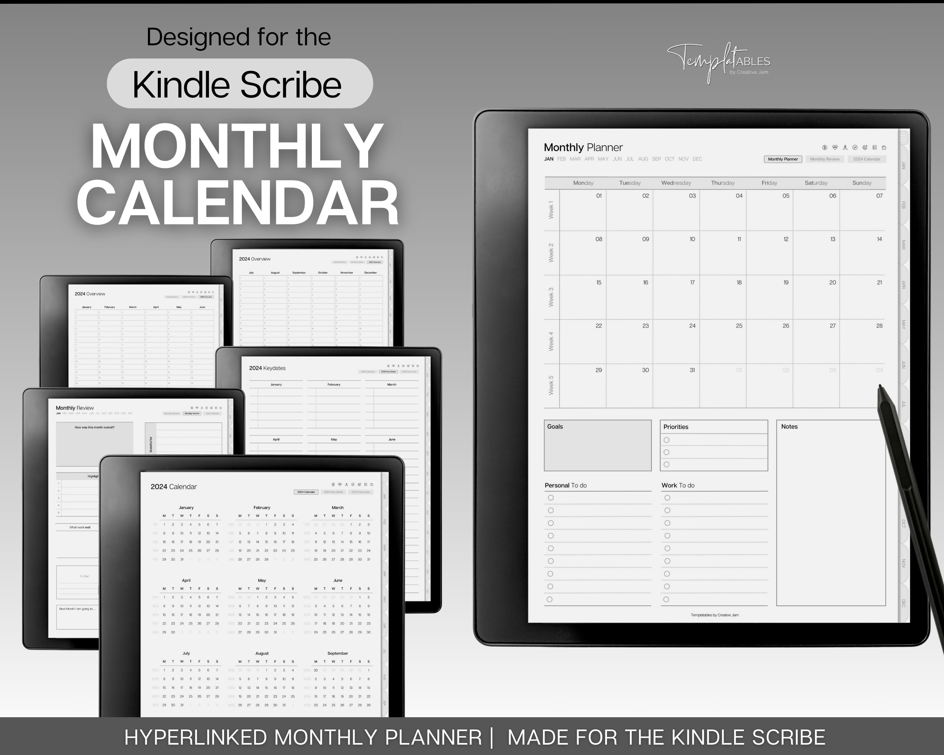 2025 Monthly Planner for Kindle Scribe | Monthly Calendar 2025
