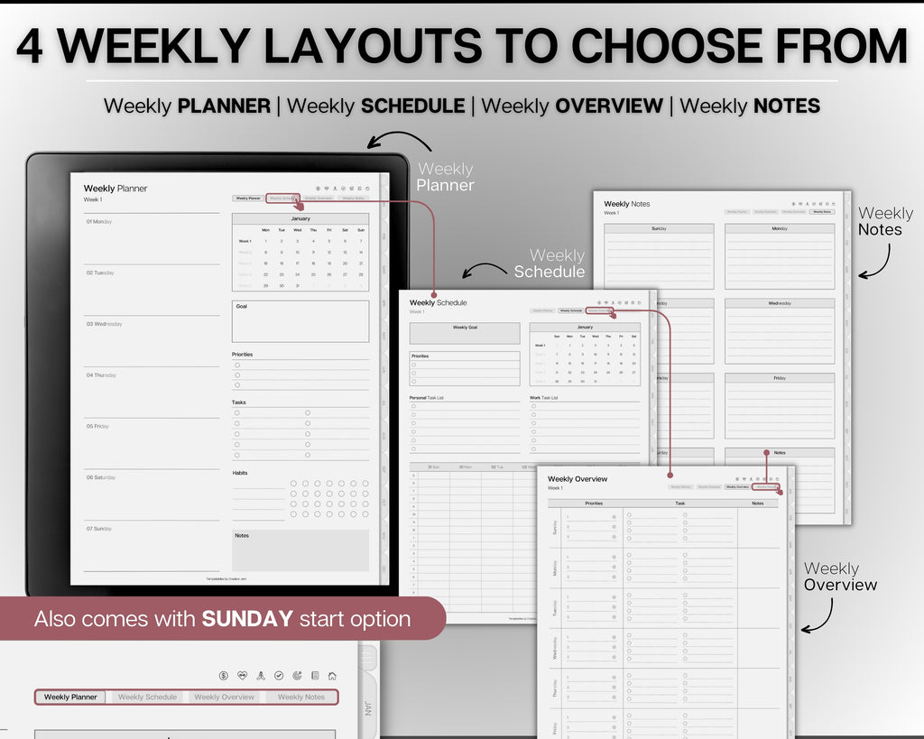 2024 Kindle Scribe Weekly Planner | Hyperlinked Digital Planner!