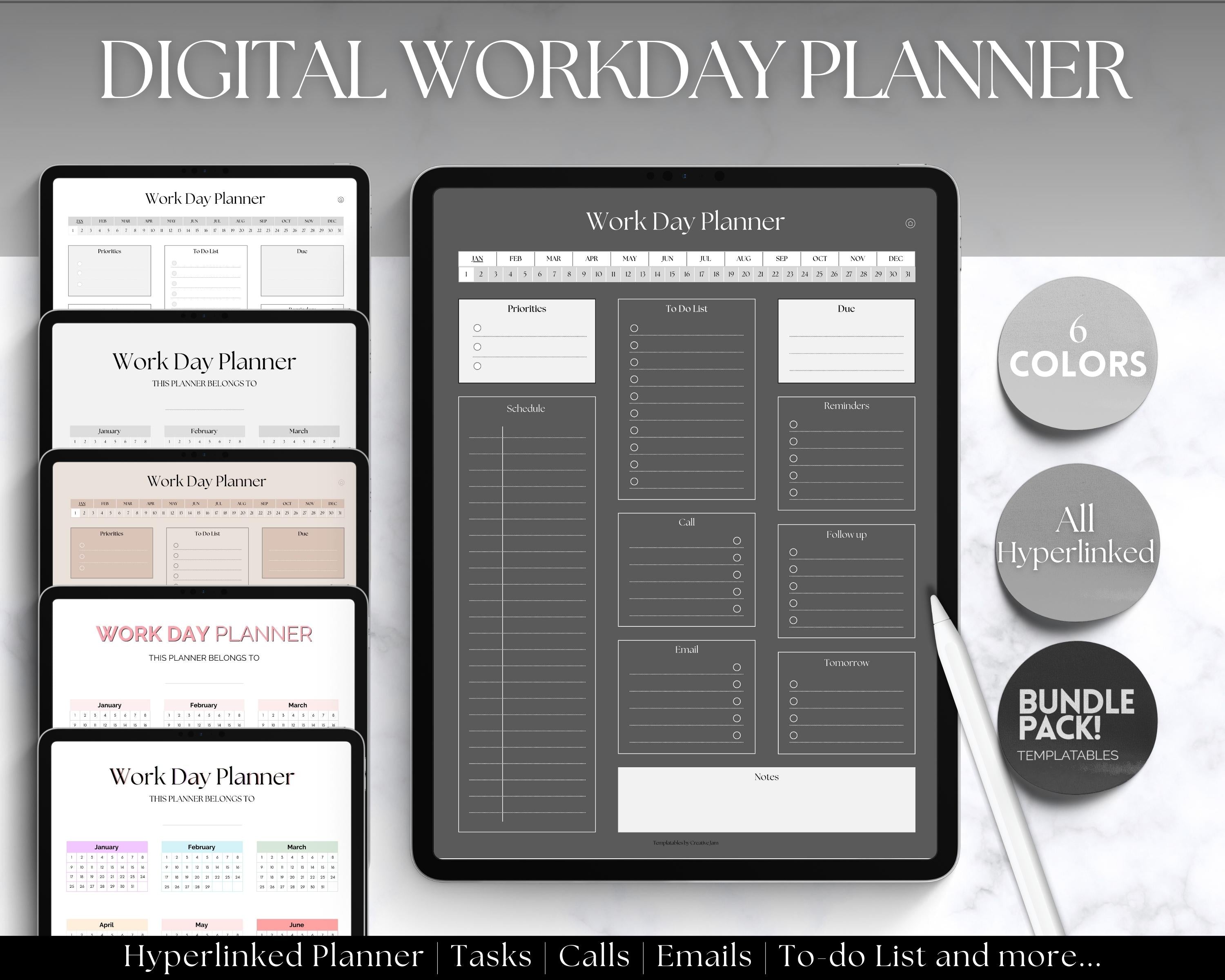 Digital Daily Work Planner & Work Day Organizer for GoodNotes & iPad