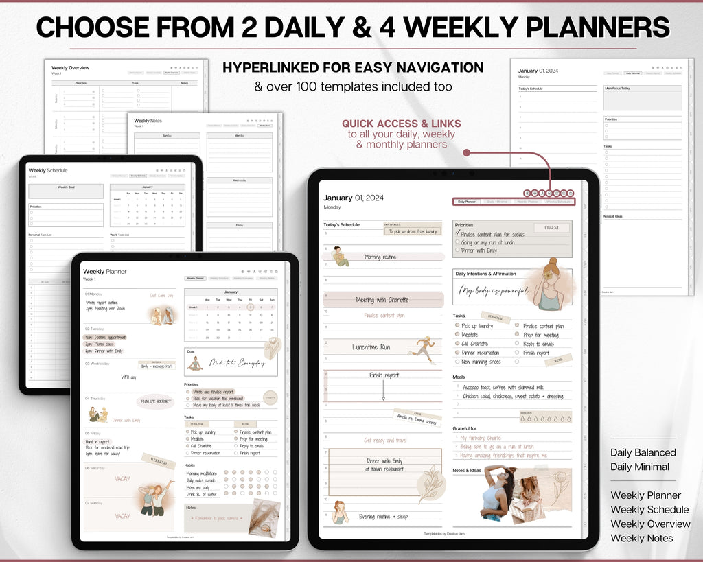 Digital Planner BUNDLE with over 15 planners included! Monochrome
