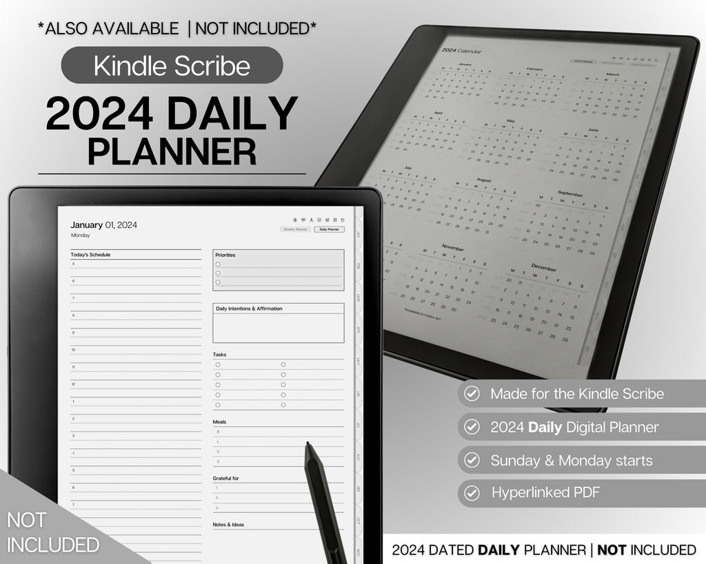 2024 Kindle Scribe Weekly Planner | Hyperlinked Digital Planner!