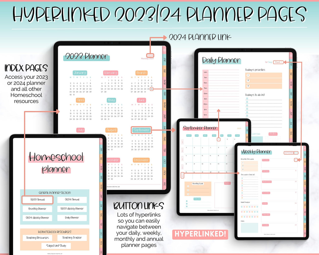 Digital Homeschool Teacher Planner | GoodNotes Lesson Planner for iPad
