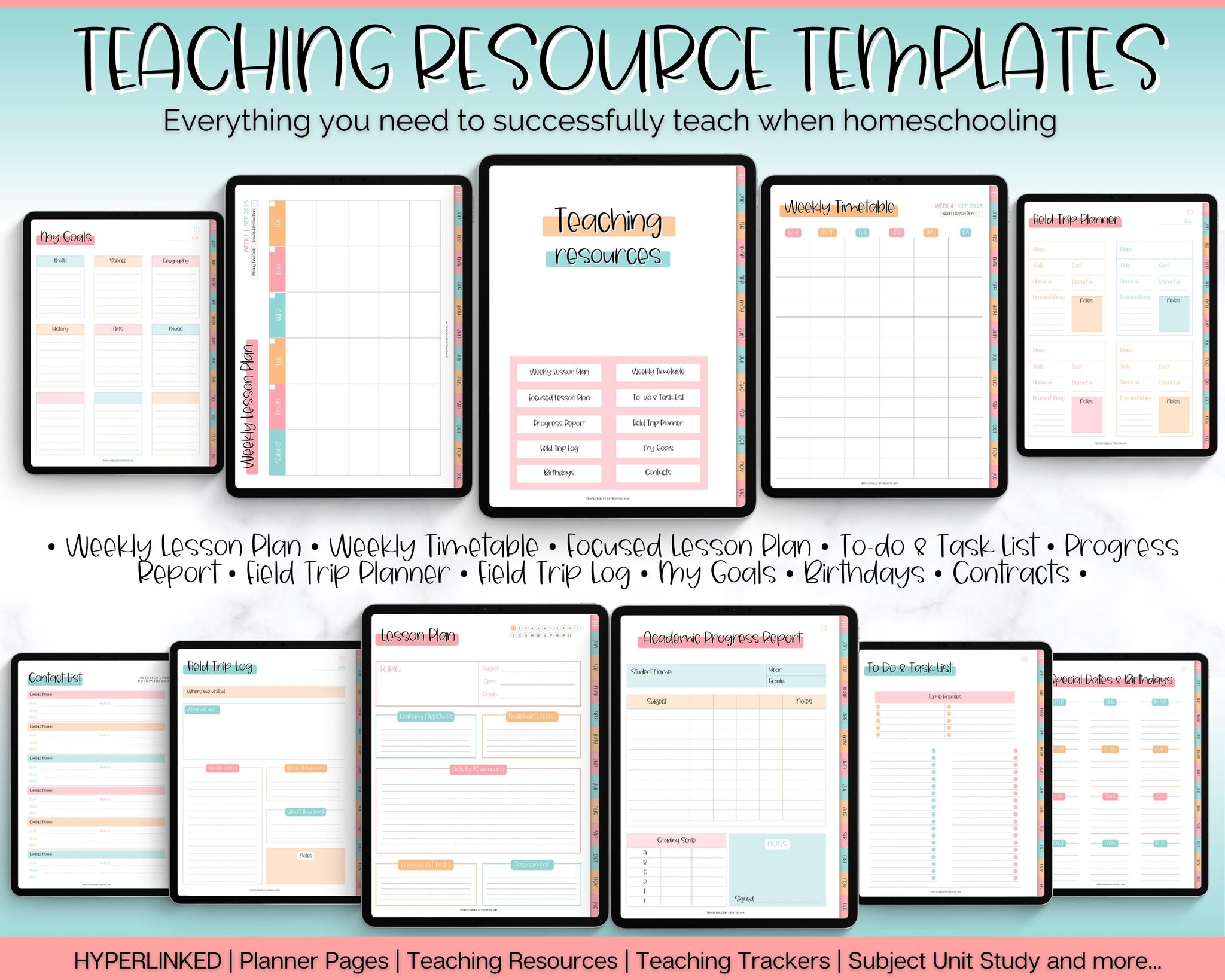 Digital Homeschool Teacher Planner | GoodNotes Lesson Planner for iPad
