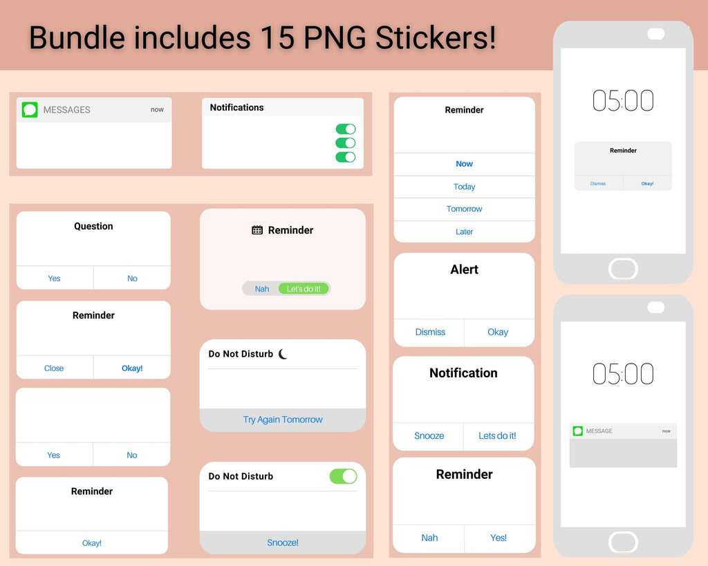 15 Blank iPhone Reminder PNG Stickers | Instagram Story Stickers