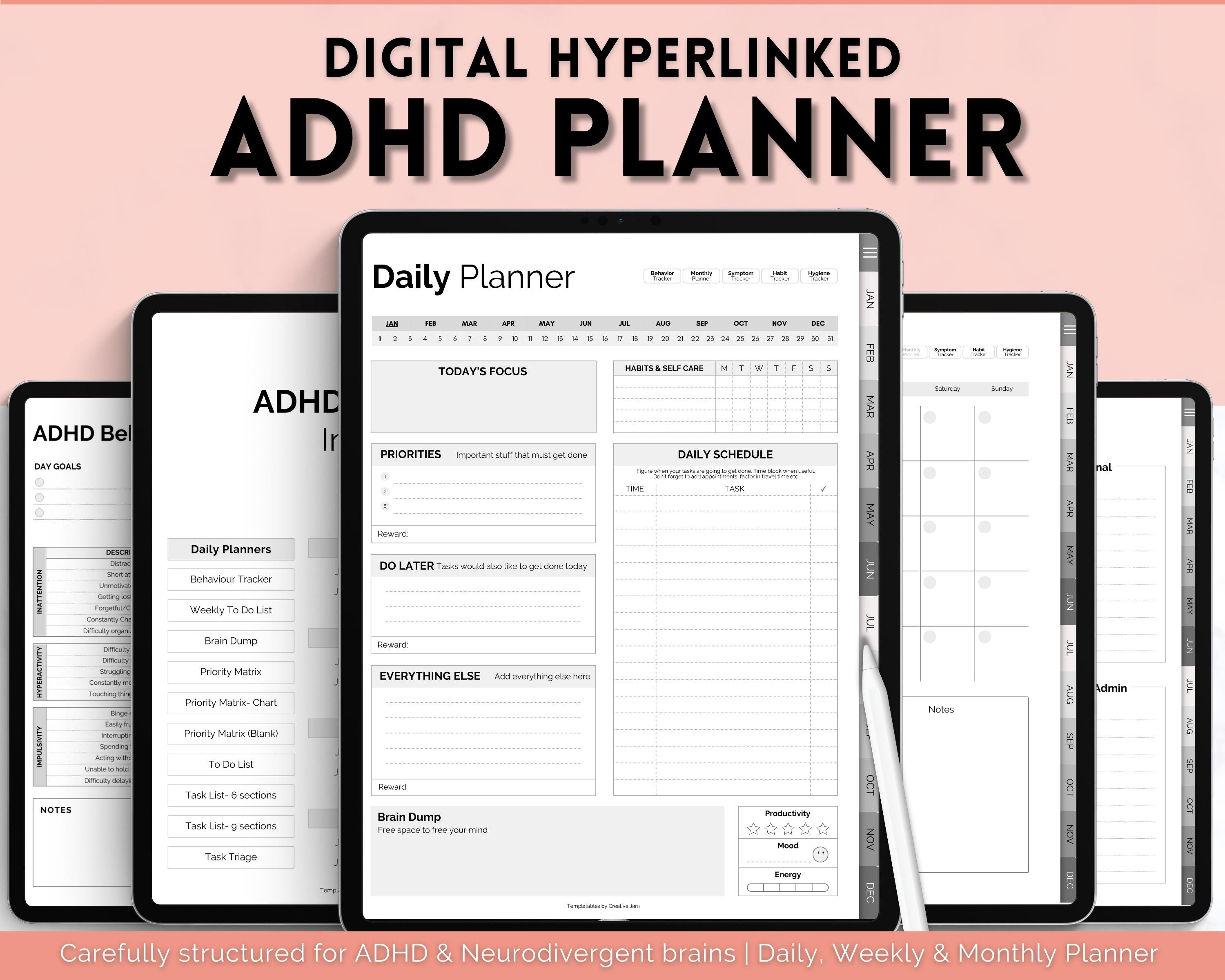 ADHD Digital Planner - Daily Planner for Neurodivergent Adults