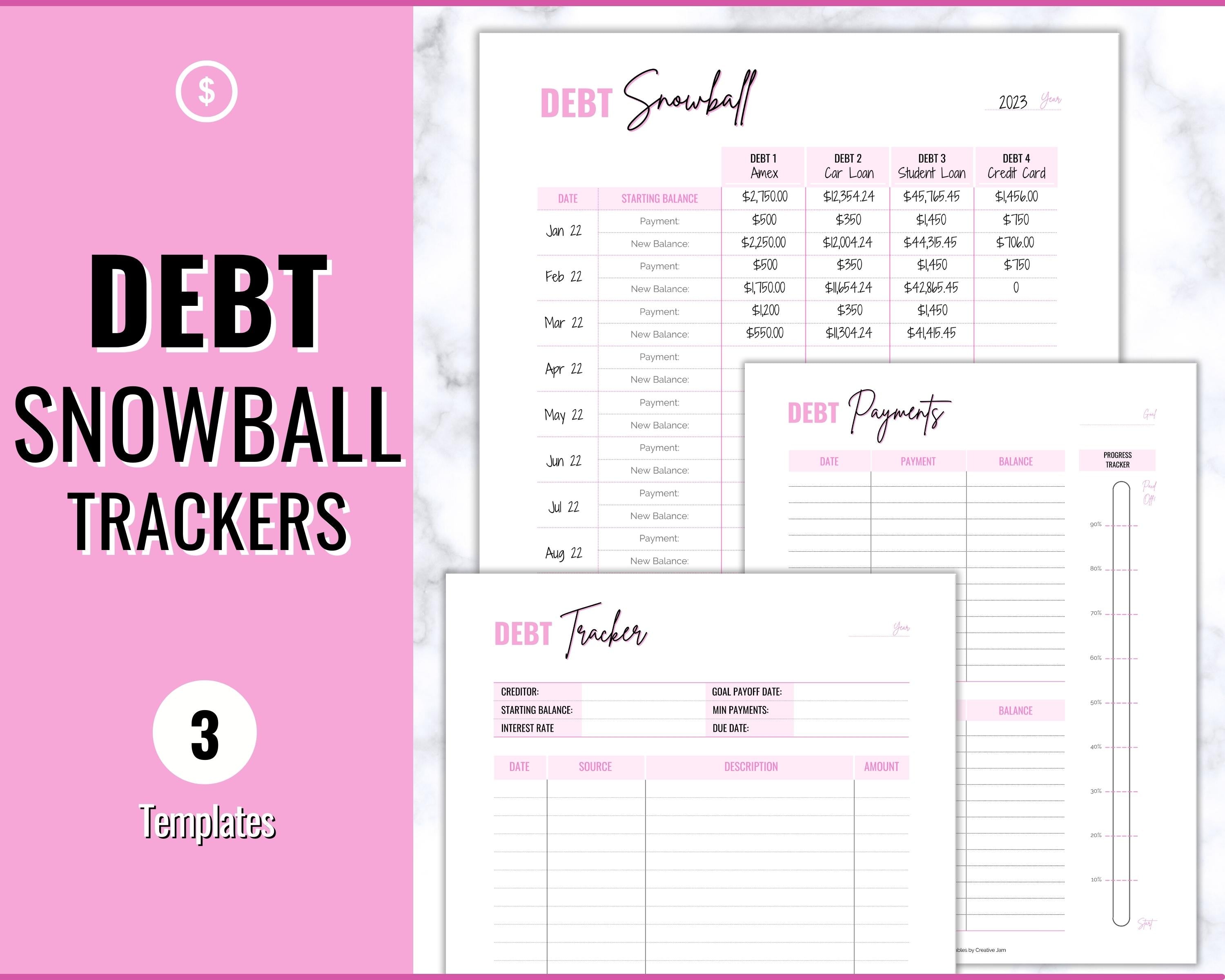 Debt Snowball Tracker Printables | Financial Freedom | Brit Pink