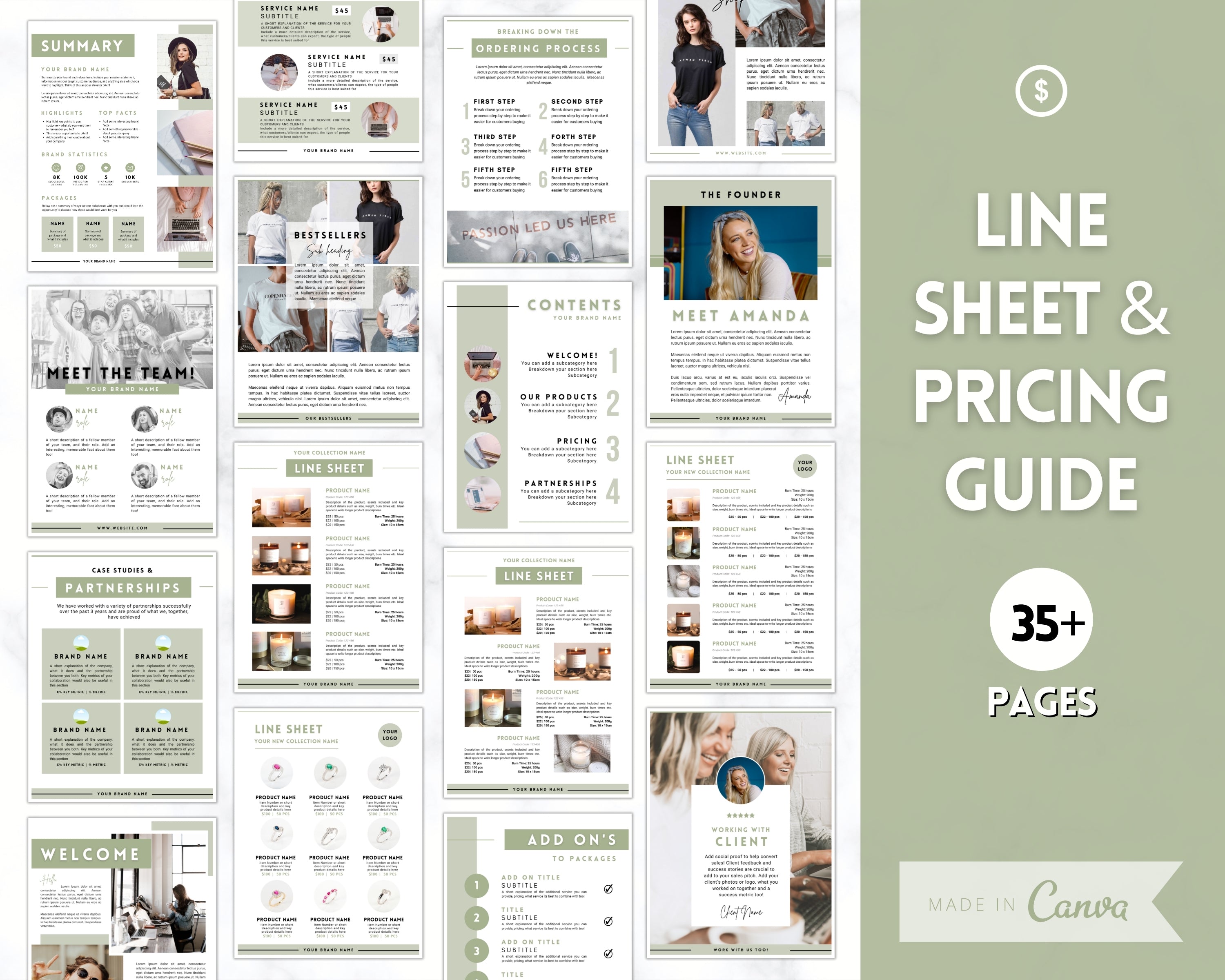 35 Editable Line Sheet Template Bundle | Pricing & Services Guide