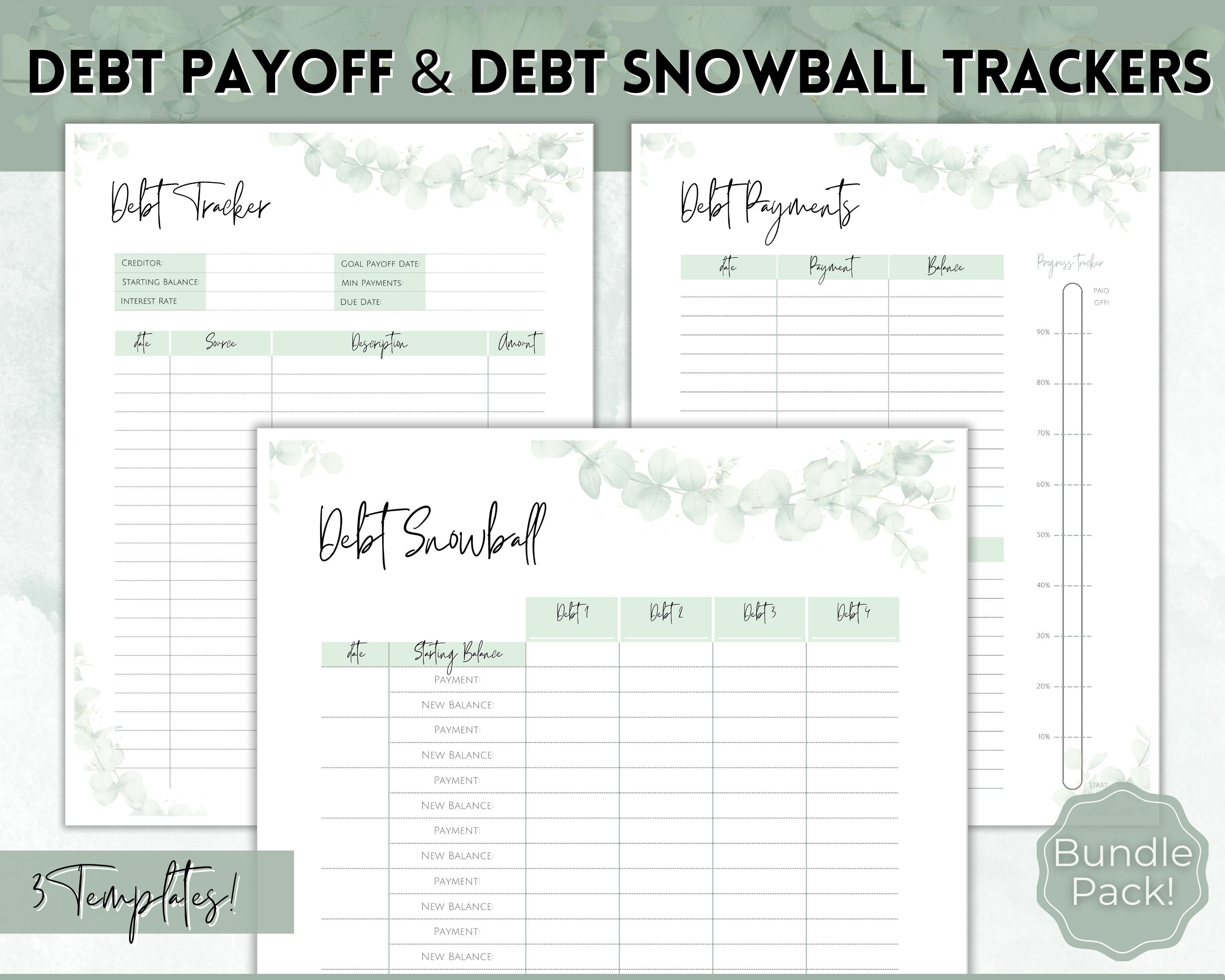 Debt Snowball Tracker Printables | Financial Freedom | Green